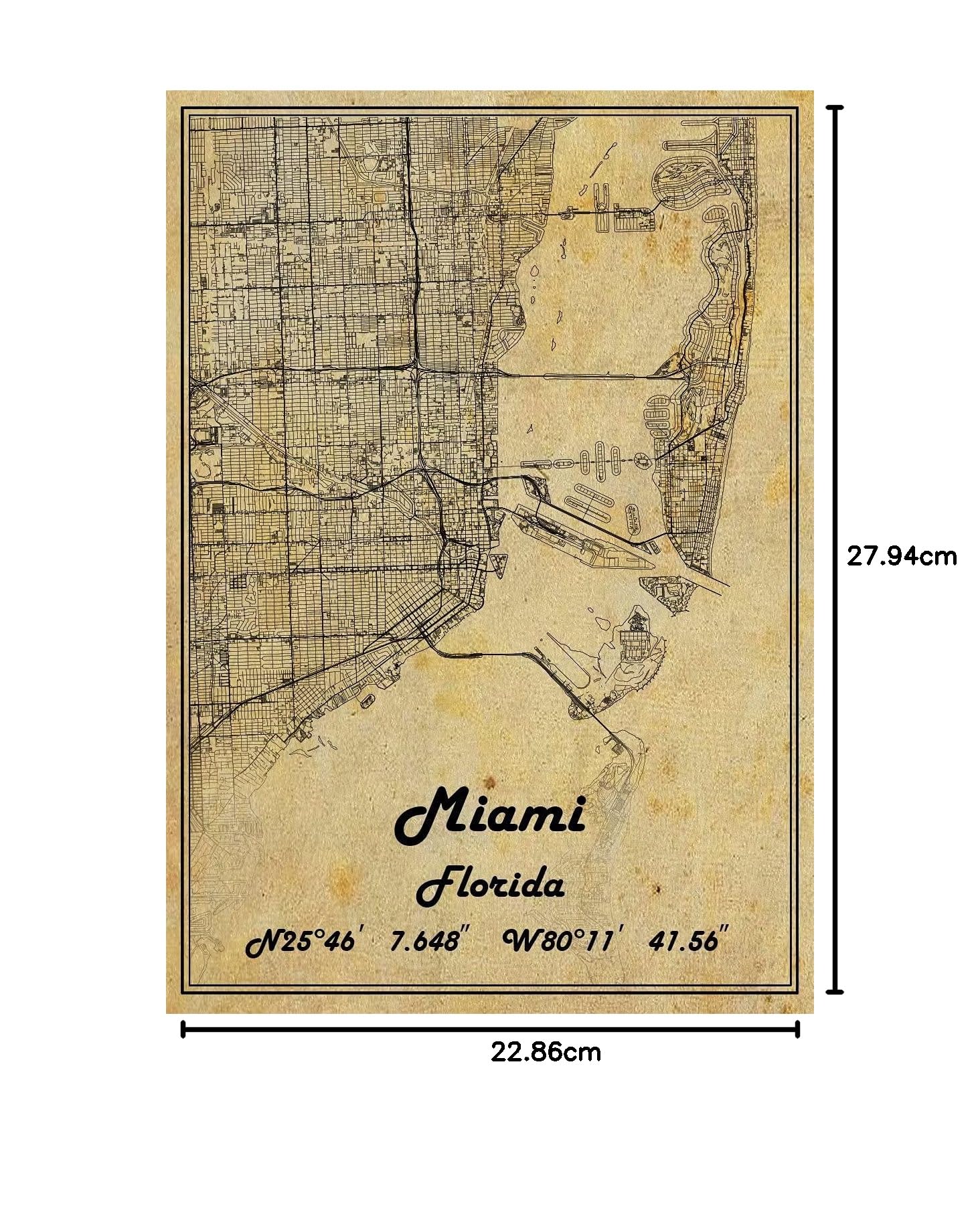 Miami Florida Usa Map Miami Florida Vibrant Map Poster – HEBSTREIT