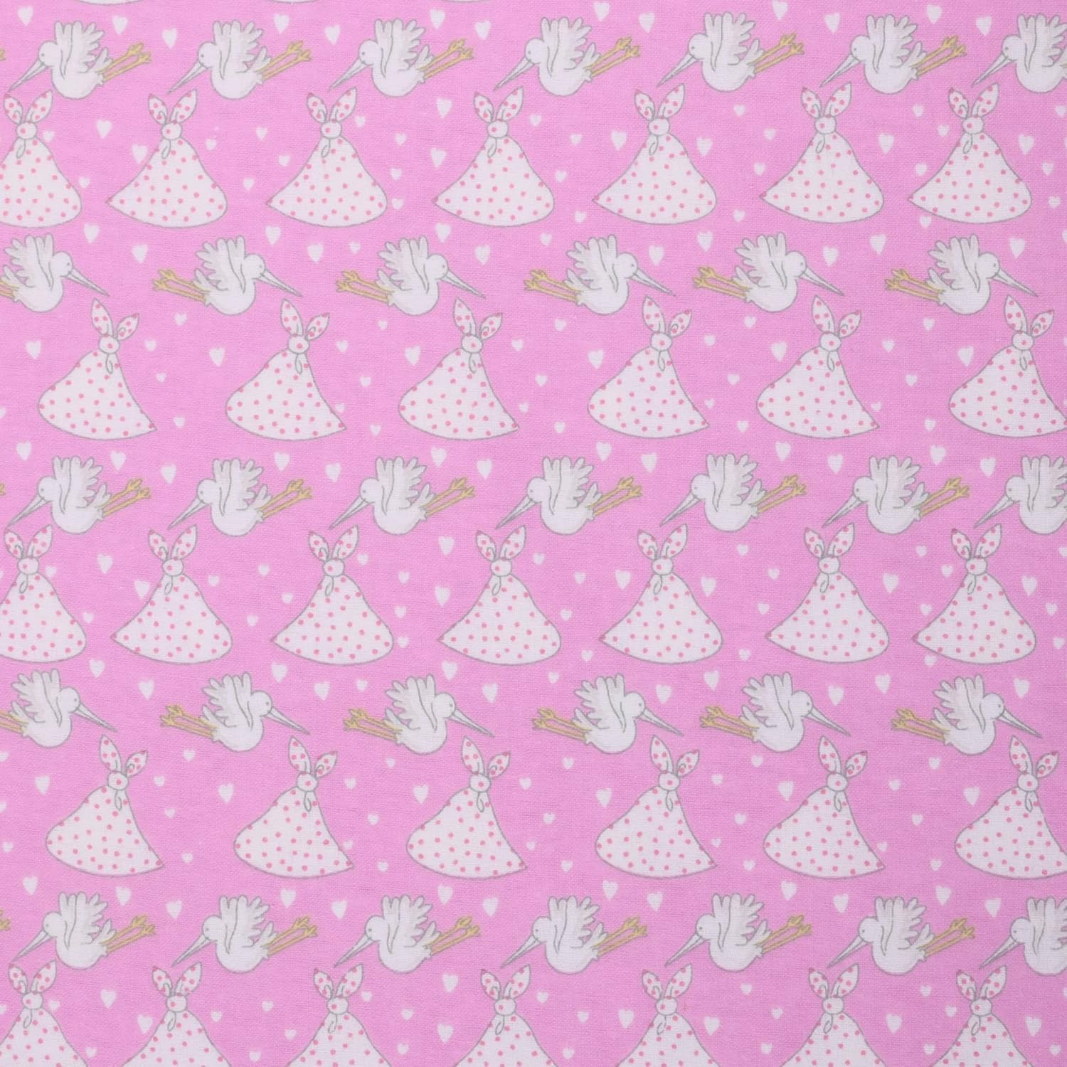 Amazon.com: Mook Fabrics Flannel Snuggy PRT Storks, Pink Cut by The ...