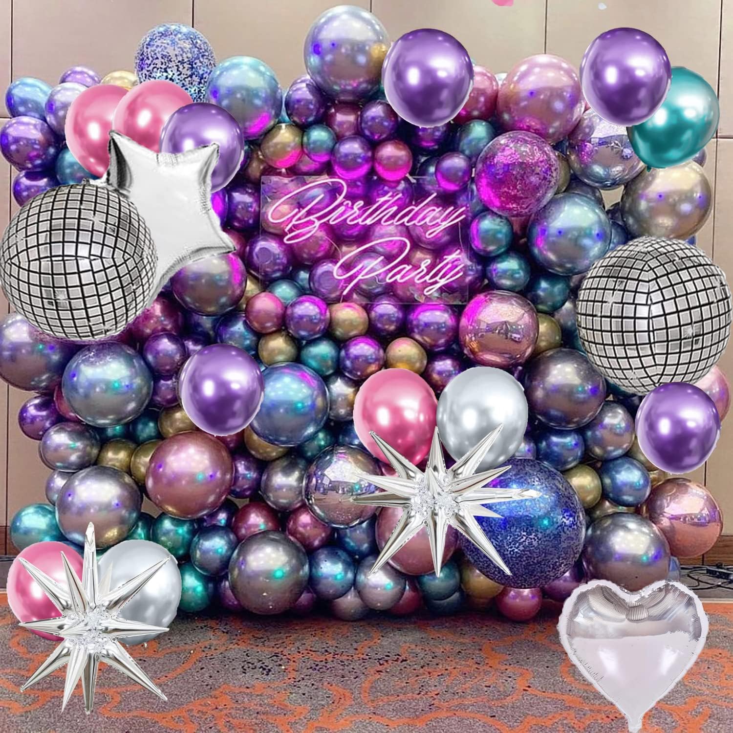 122 pcs Disco Metallic balloon theme balloons garland arch kit,for 80s ...