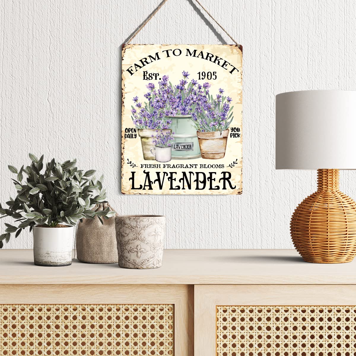 Snapklik.com : Farmhouse Lavender Wooden Sign Wall Decor Rustic Retro ...