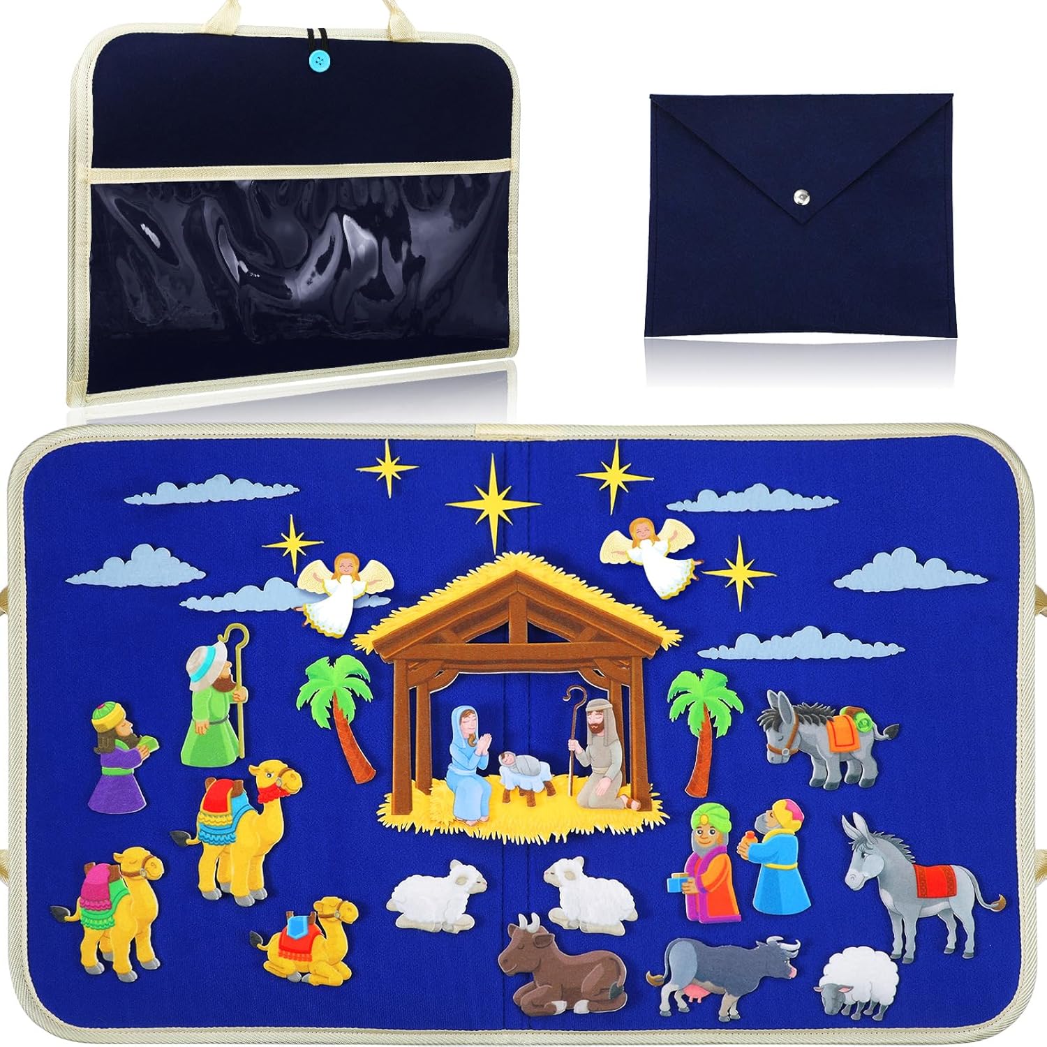 Amazon.com: Nativity Bible Felt Board Jesus Birth Felt Story Board Set ...