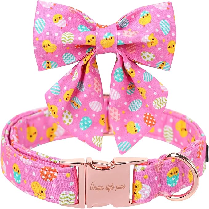 Amazon.com : Unique style paws Easter Dog Collar with Bow Easter Eggs ...