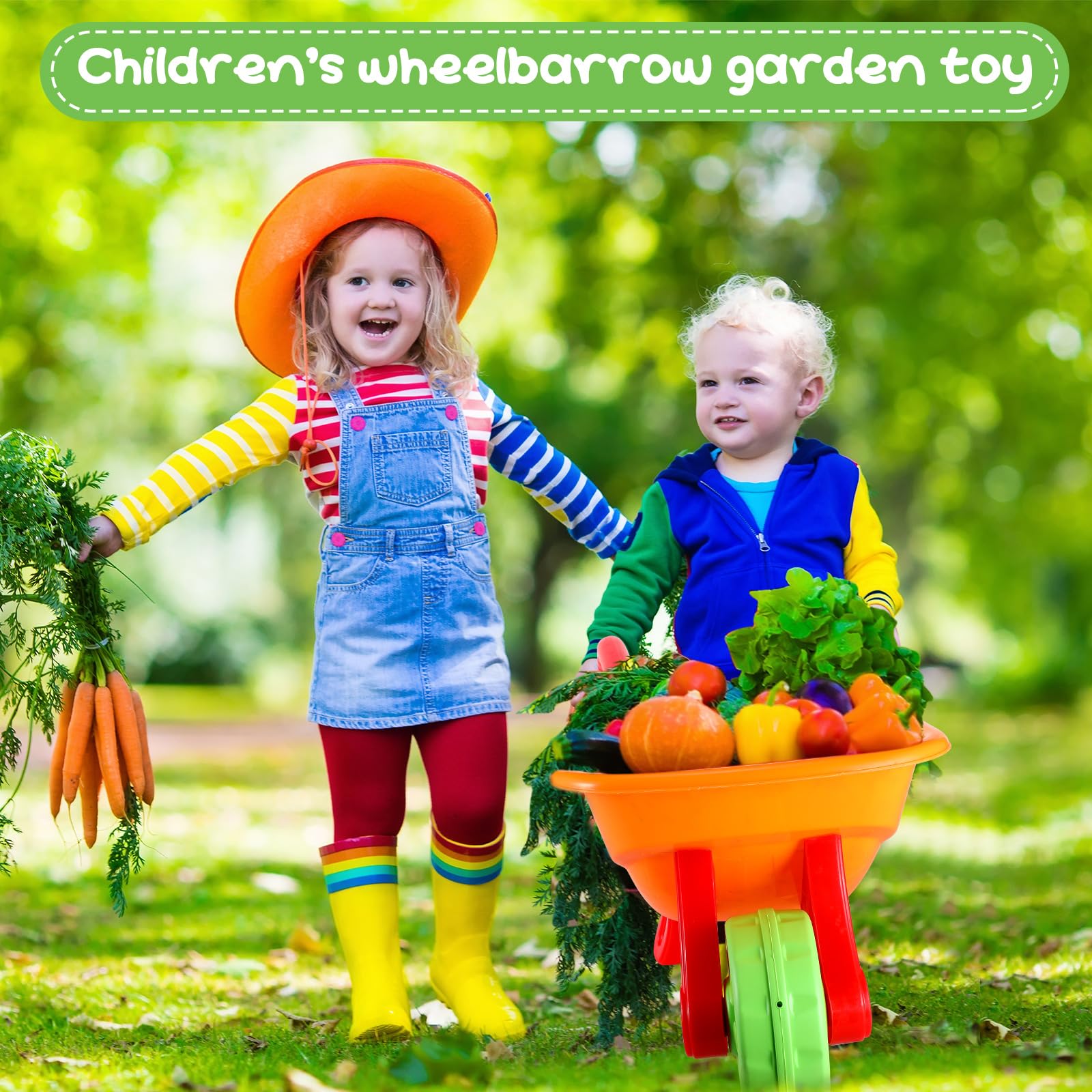 Snapklik.com : Motionchic 2 Set Kid Wheelbarrow Set, Kids Gardening Tool