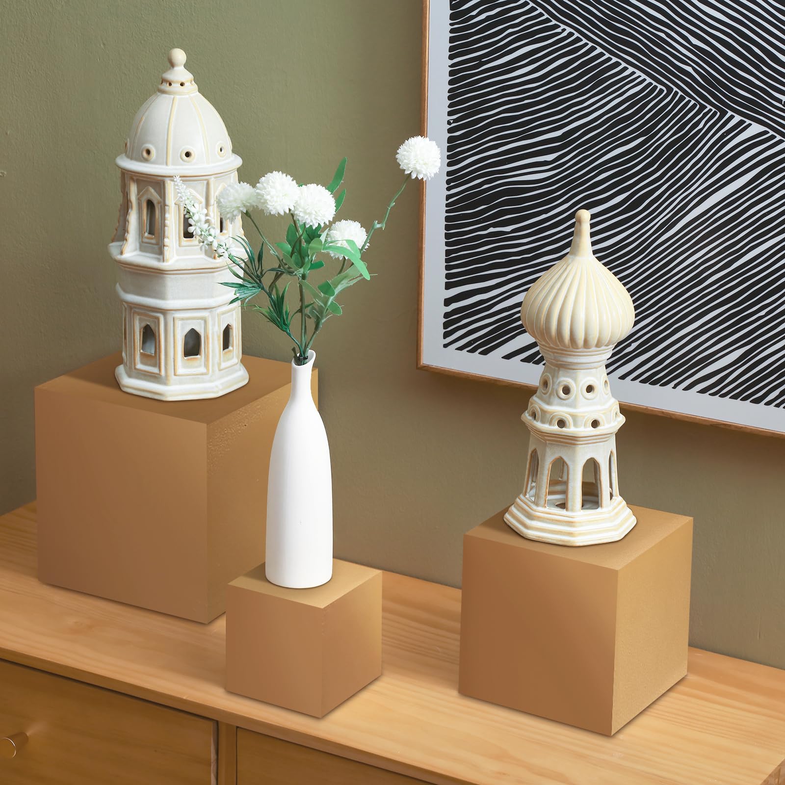 BBTO 6 Pcs Gold Buffet Risers Wood Display Stand Table Stands for ...