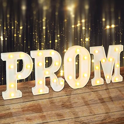 Amazon.com: ChamBay Prom Decorations 2025, 4 Pcs Prom Letters with Warm ...