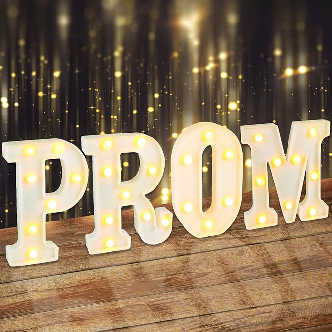 Amazon.com: ChamBay Prom Decorations 2025, 4 Pcs Prom Letters with Warm ...
