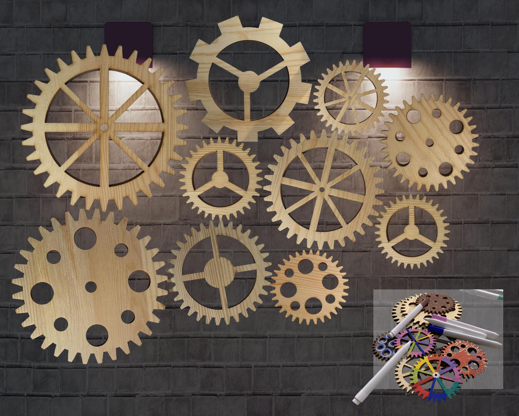 Amazon.com: 10Pcs Wooden Gear Industrial Vintage Wooden Gear ...