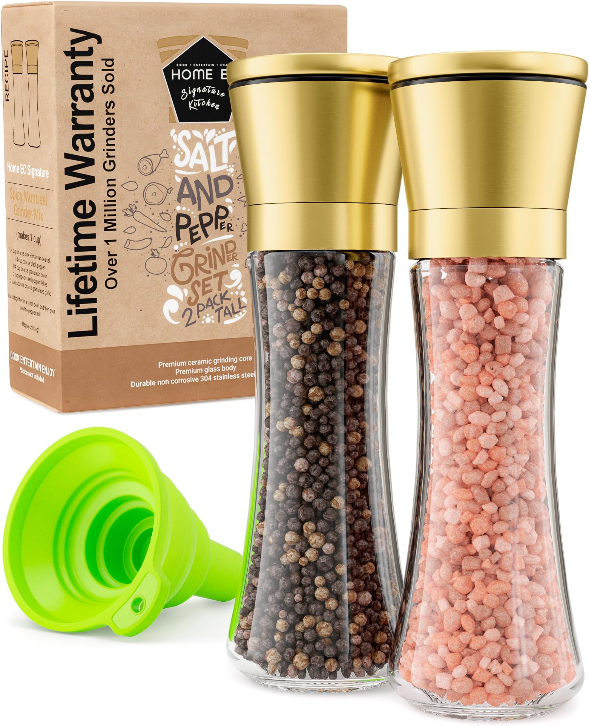 Amazon.com: VEVOK CHEF Gold Salt and Pepper Grinder Mill Set Stainless ...