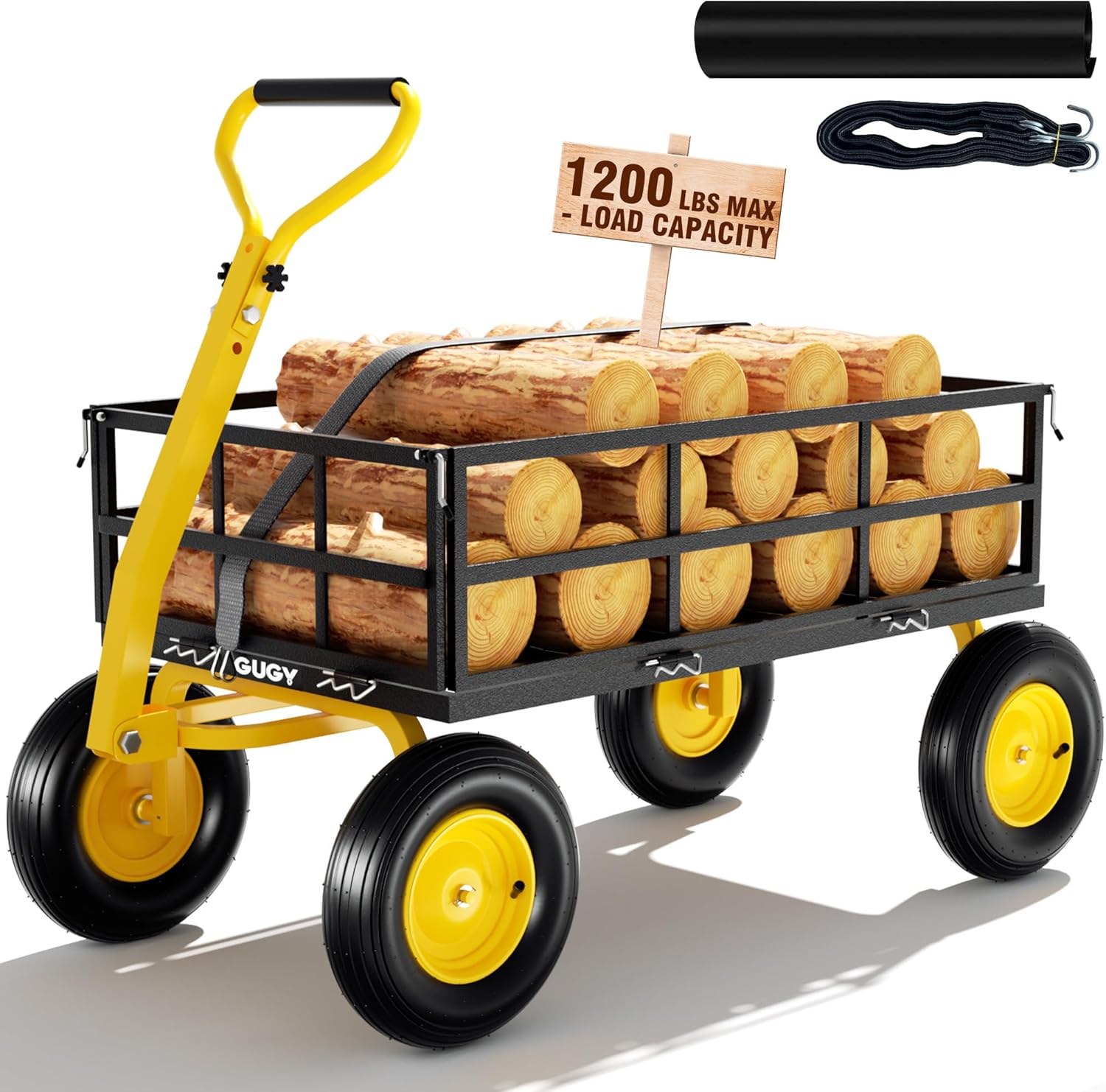Amazon.com : GUGY Steel Garden Cart - Heavy Duty 1200 Lbs Capacity ...
