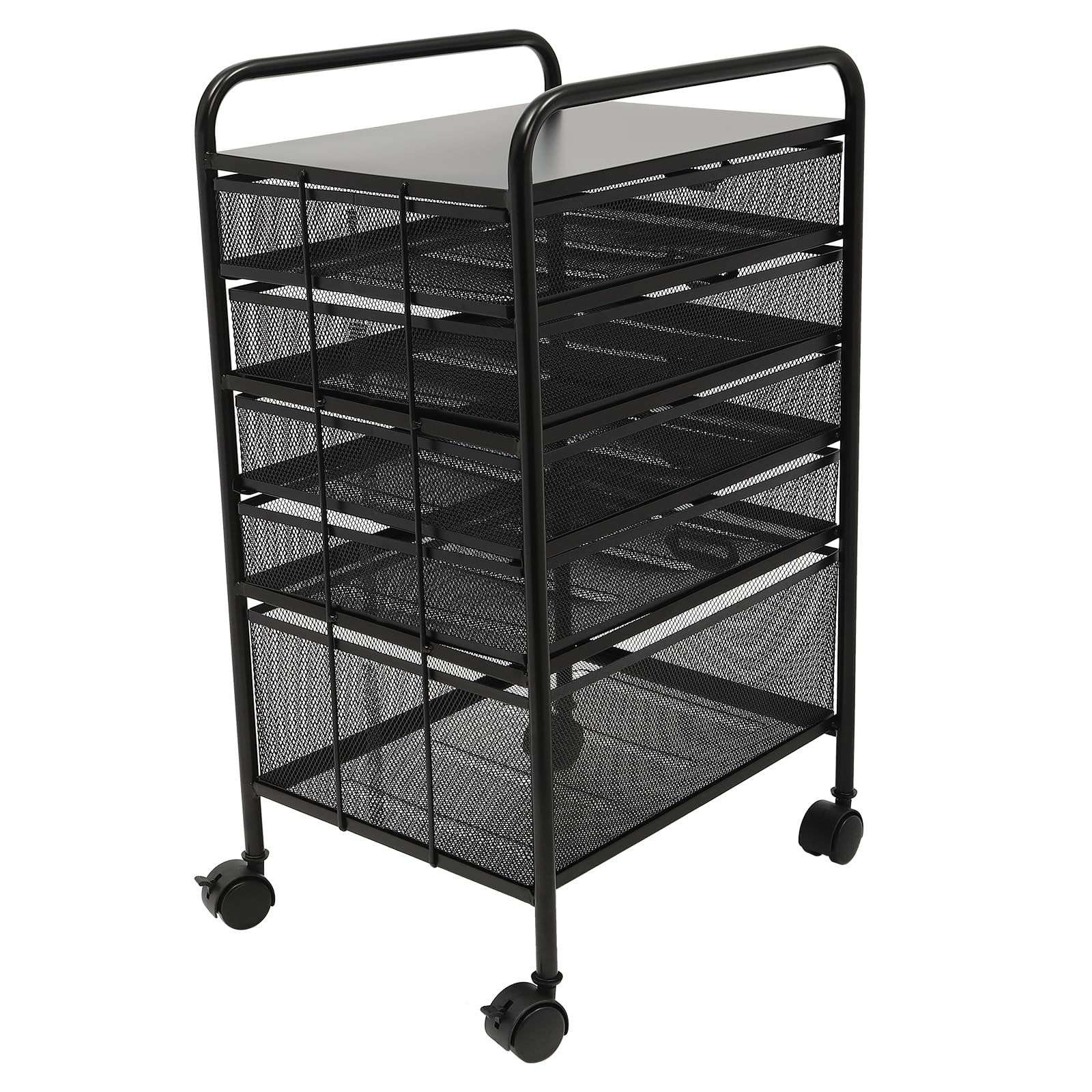 Amazon.com: Mesh Open File Cart with Storage Drawers, Rolling Storage ...