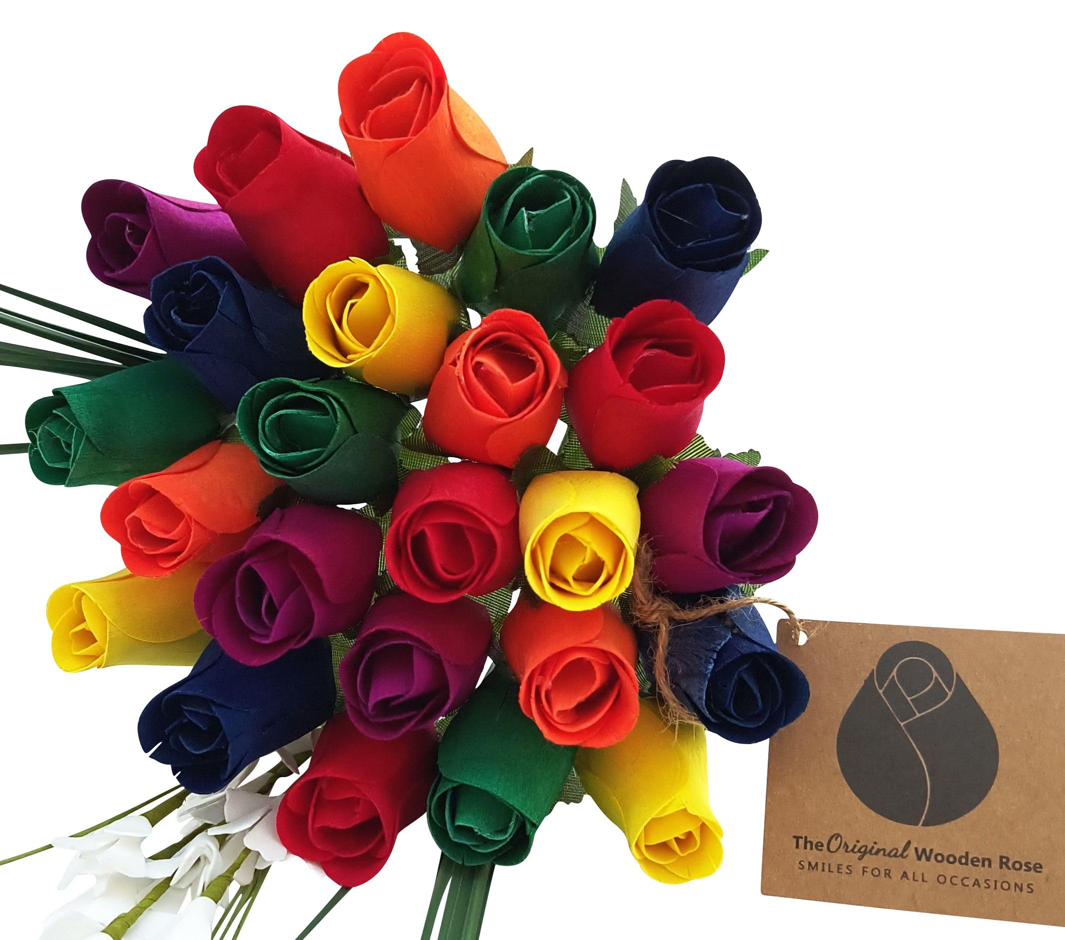 Amazon.com: The Original Wooden Rose Gay Pride Flower Bouquet Closed ...