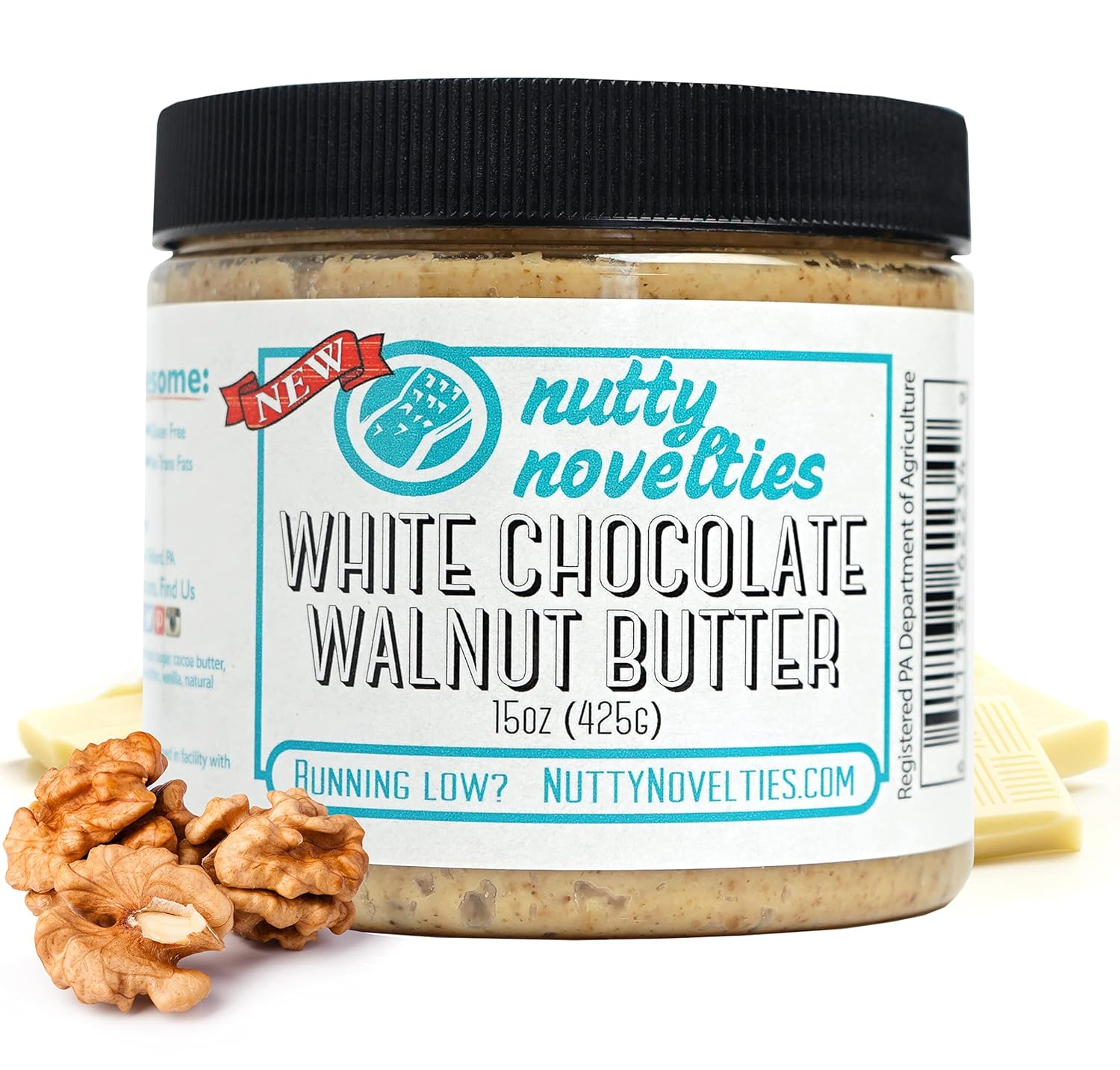 Amazon.com : Nutty Novelties White Chocolate Walnut Butter - High ...