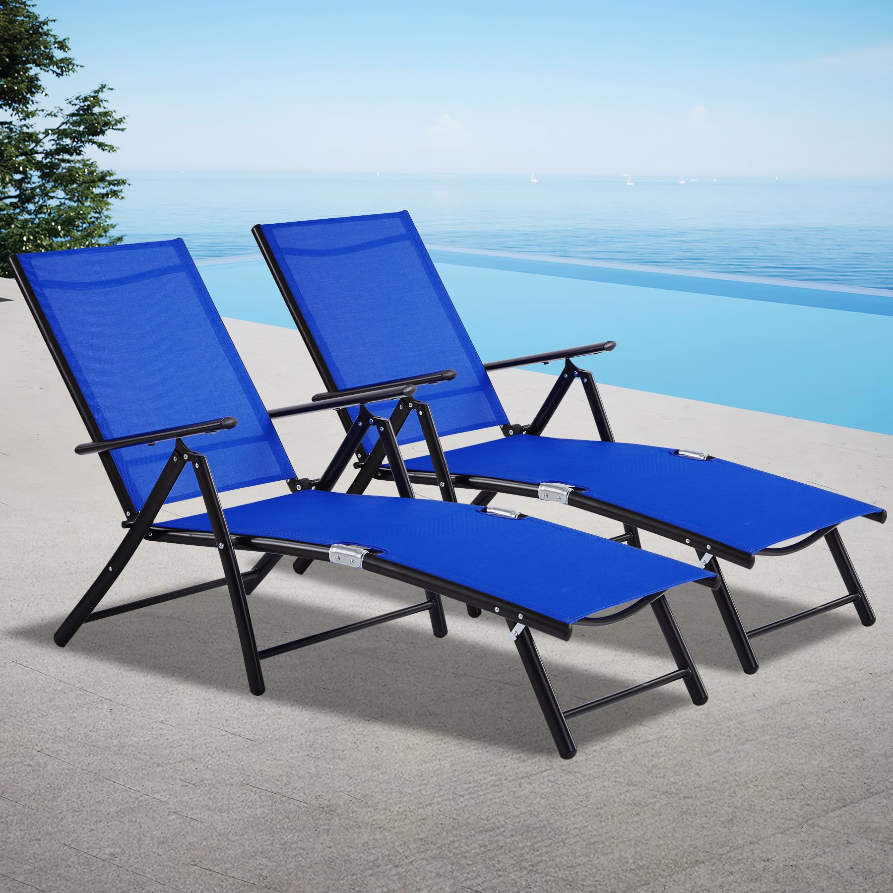 Chaise Lounge Chair Outdoor Long Chaise Lounge, Aluminum Patio Beach ...