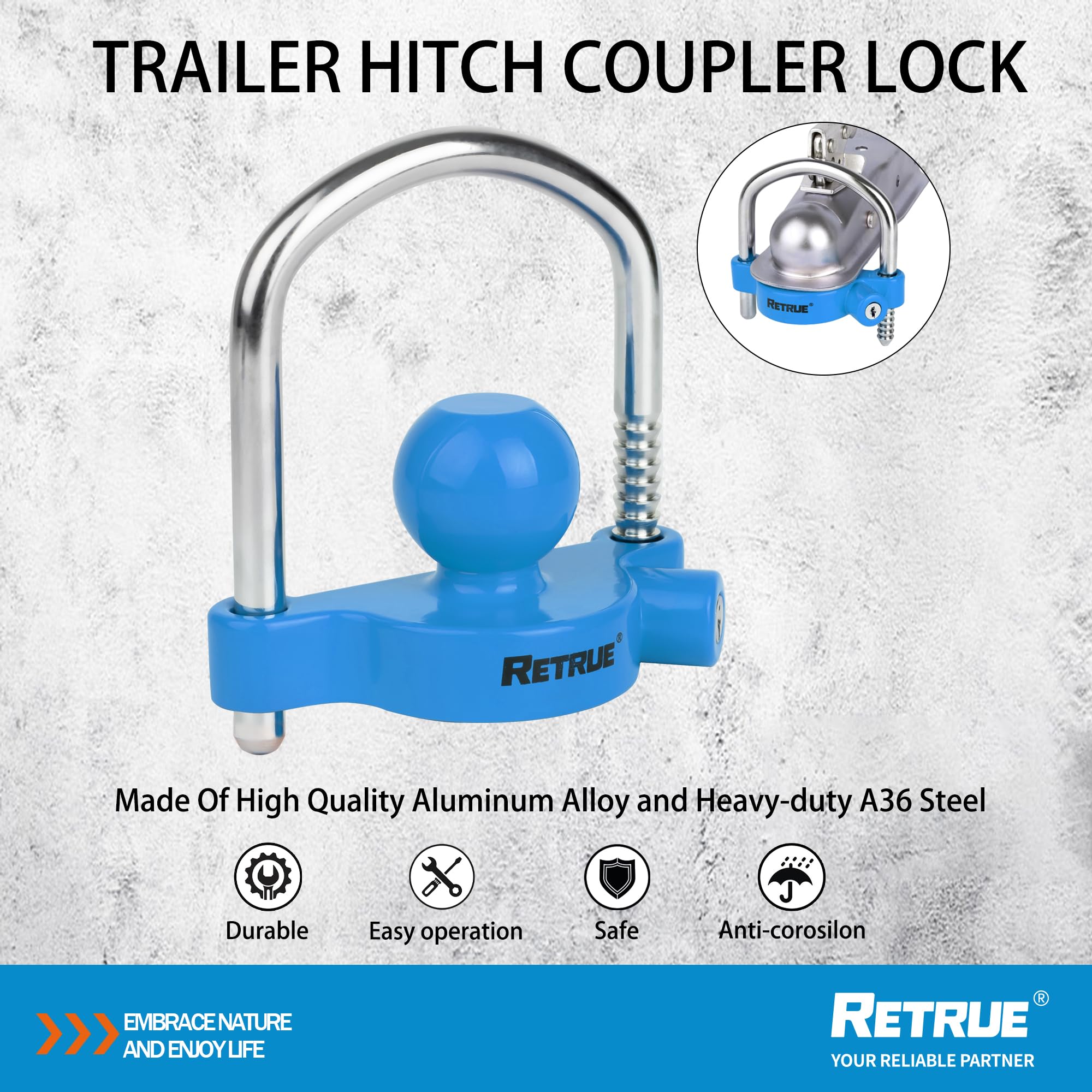 Snapklik.com : RETRUE Universal Coupler Lock Trailer Locks Ball Hitch ...