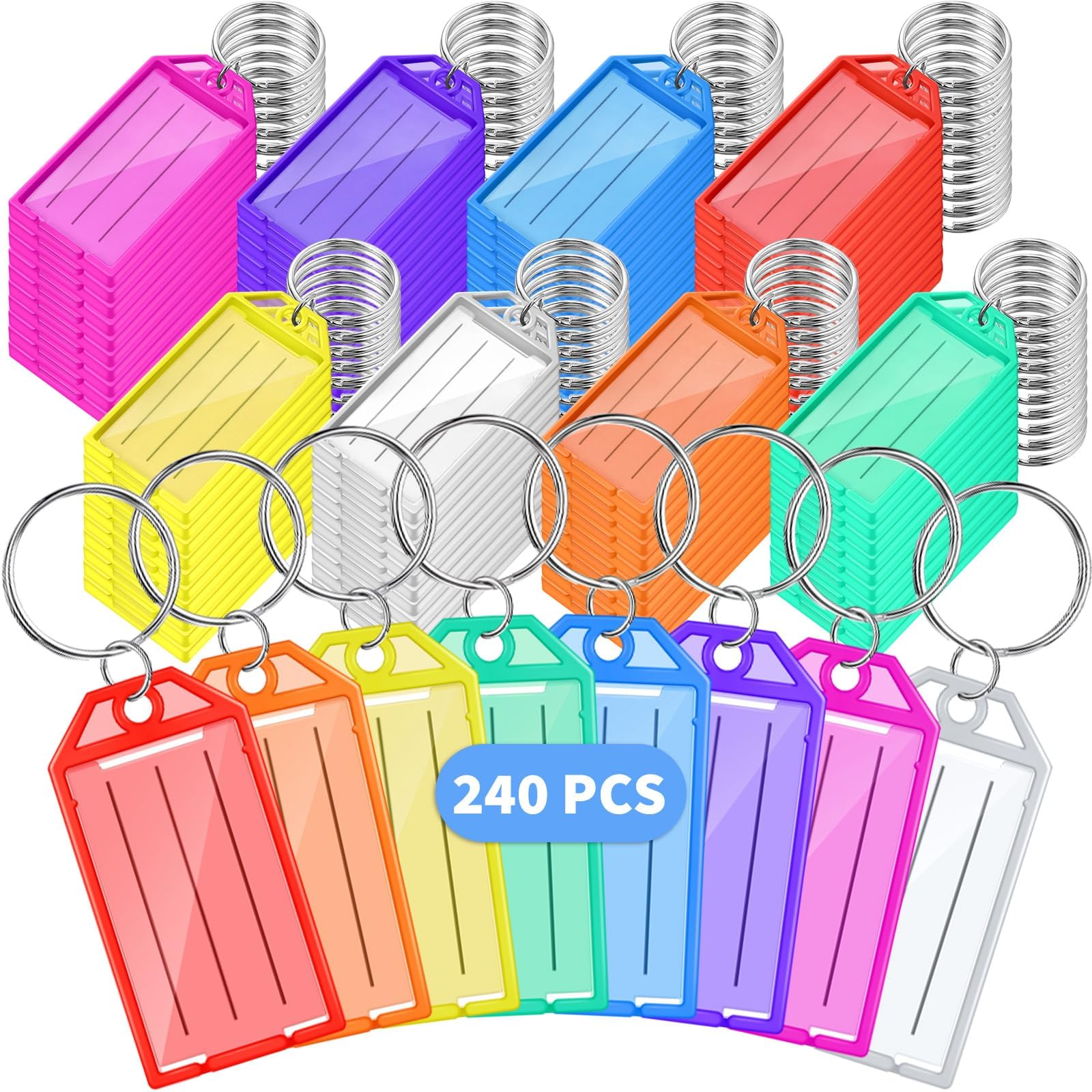 Amazon.com : Simetufy 100 Pcs Plastic Key Tags with Labels, Key Labels ...