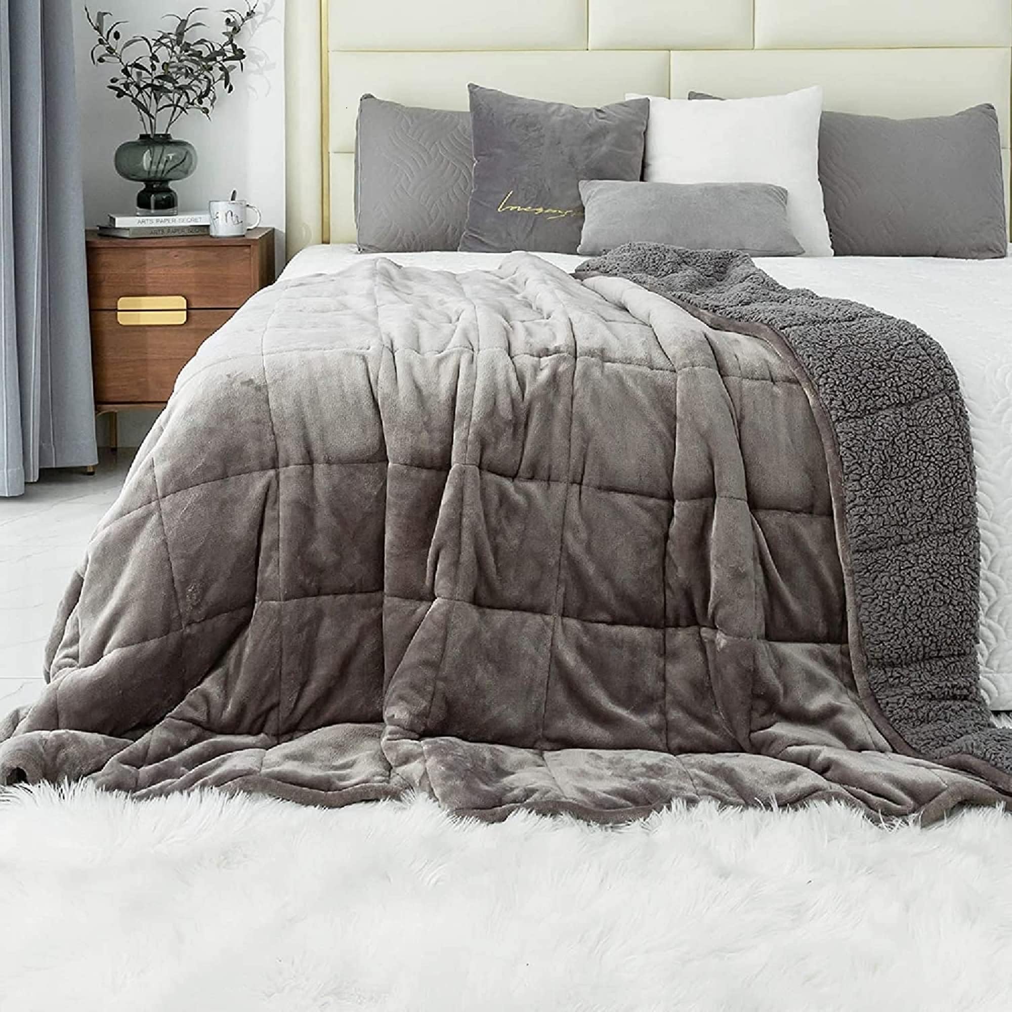 Amazon.com: immtree 2 in 1 Weighted Heated Blanket for Adults, Sherpa ...