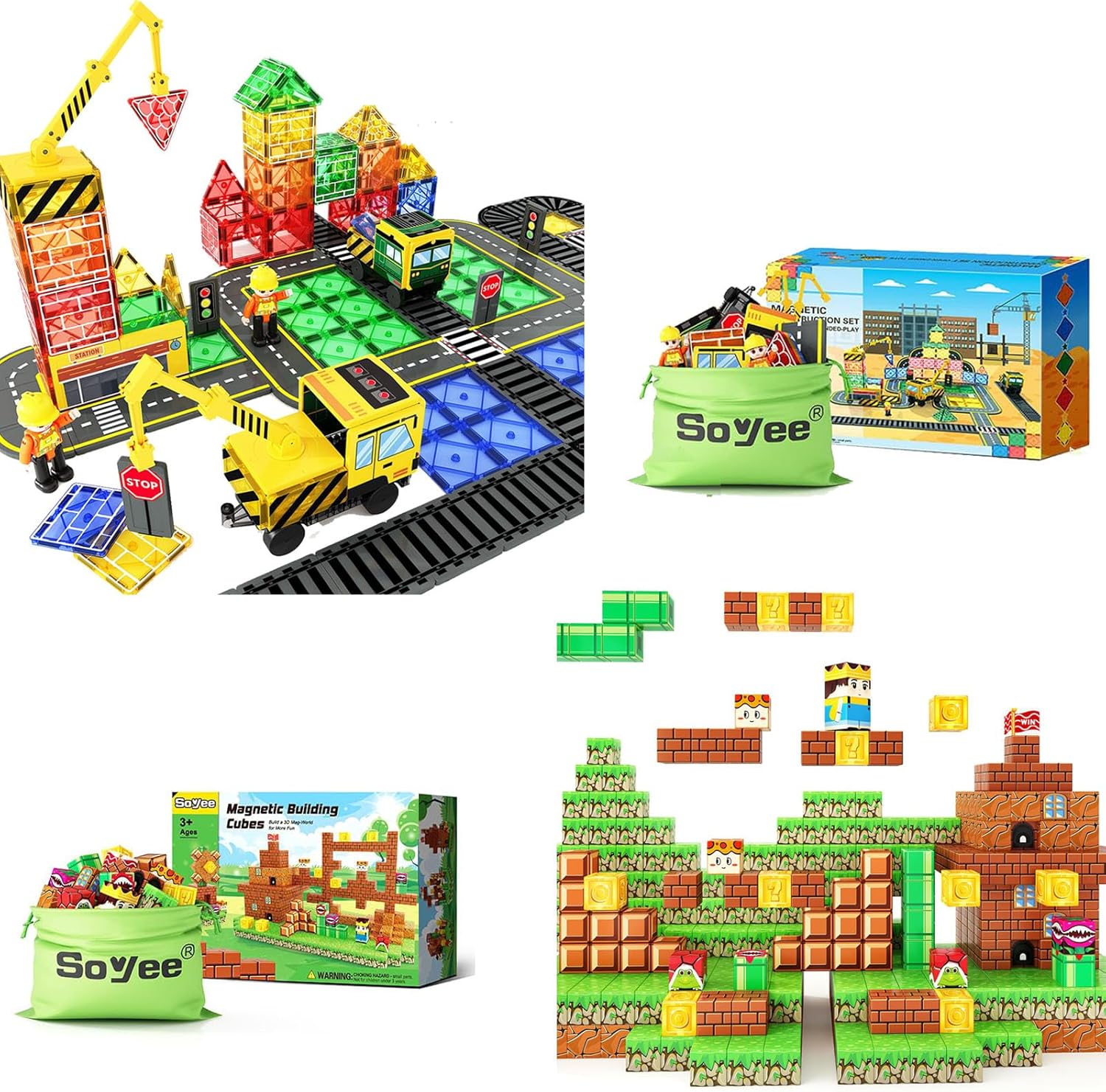 Amazon.com: Magnetic Tiles 74PCS Magnetic Construction Set with 2 ...