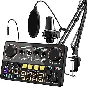 SINWE All-in-One Podcast Equipment Bundle - Complete Audio Interface ...