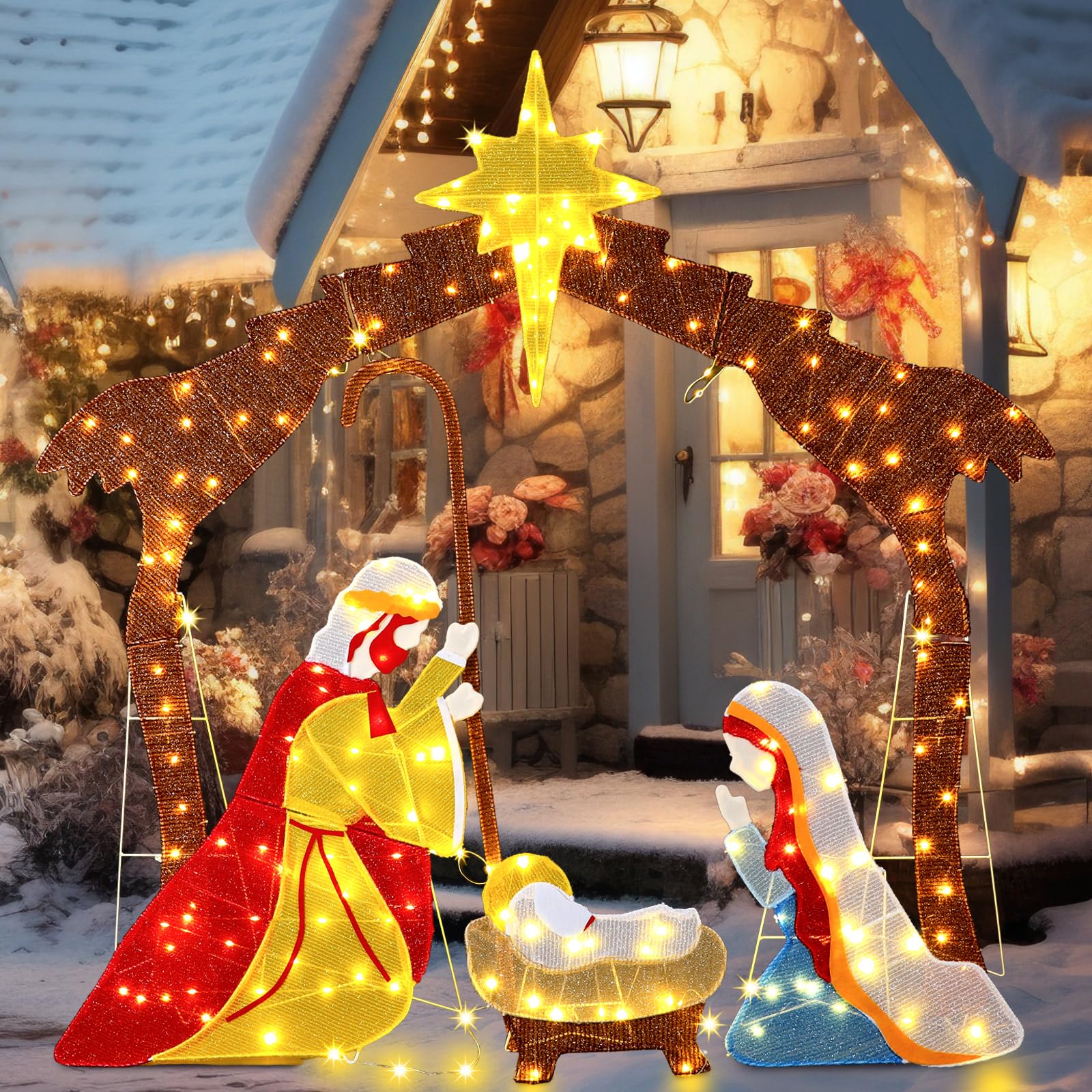 Snapklik.com : Tujoe Lighted Outdoor Nativity Scene Christmas Nativity Set