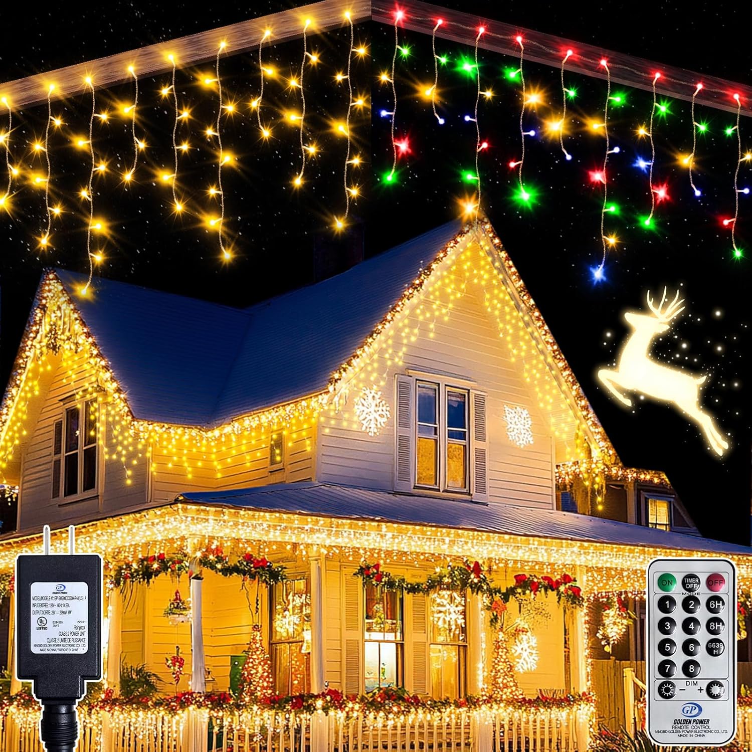 Soagrc 32ft Christmas Curtain Lights, 396 LED Outdoor/Indoor Warm White ...