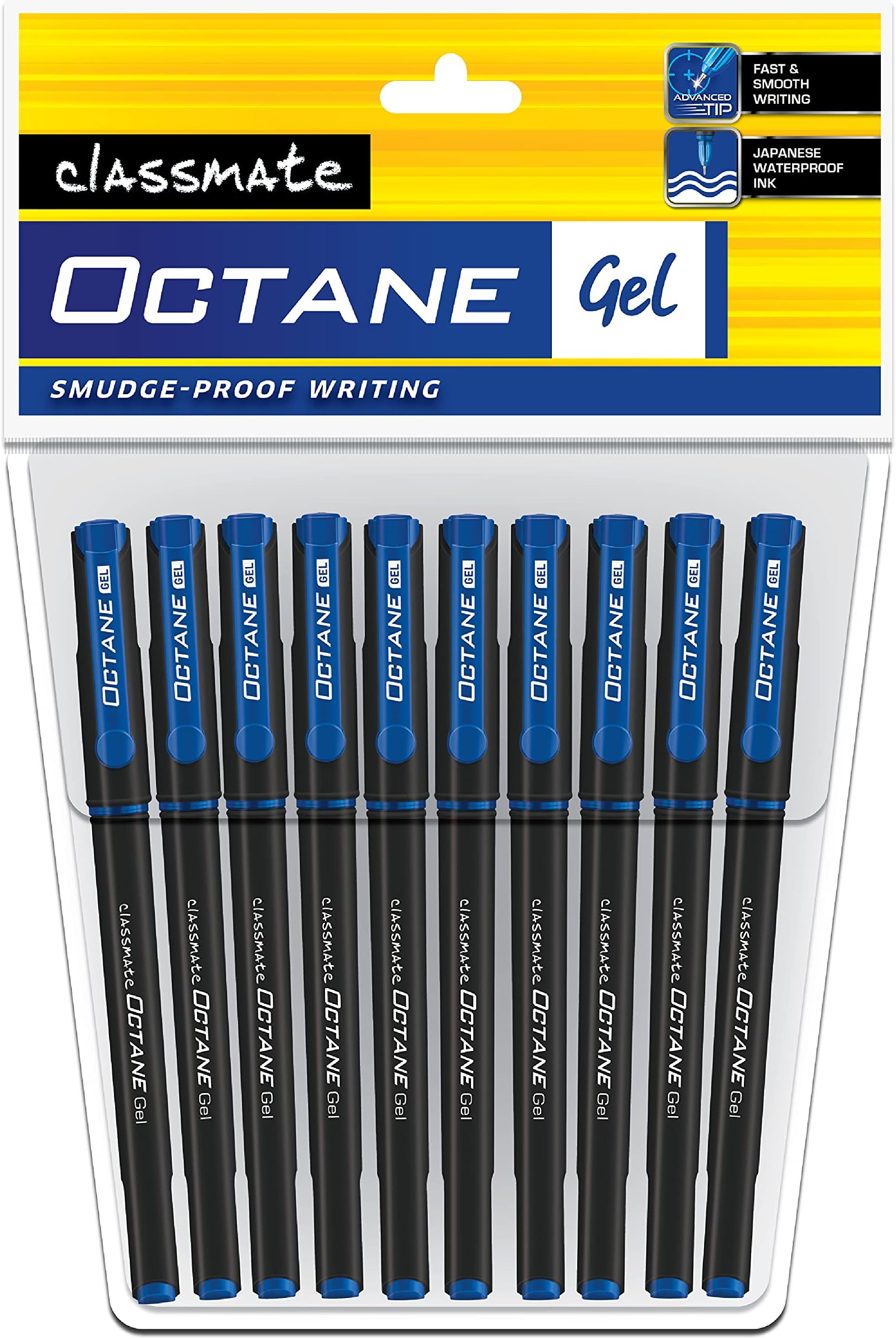 Classmate Octane- Blue Gel Pens (Pack of 10)|Smooth Writing Pens|Water ...