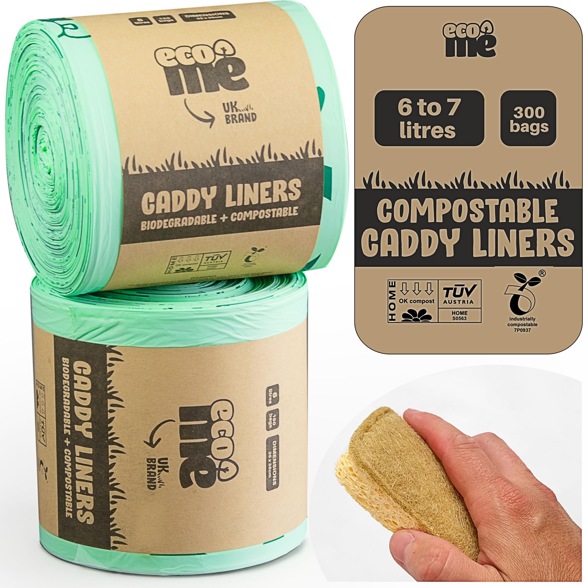 6L to 7L x300 Compostable Caddy liners | Extra Thick & Durable | EN ...