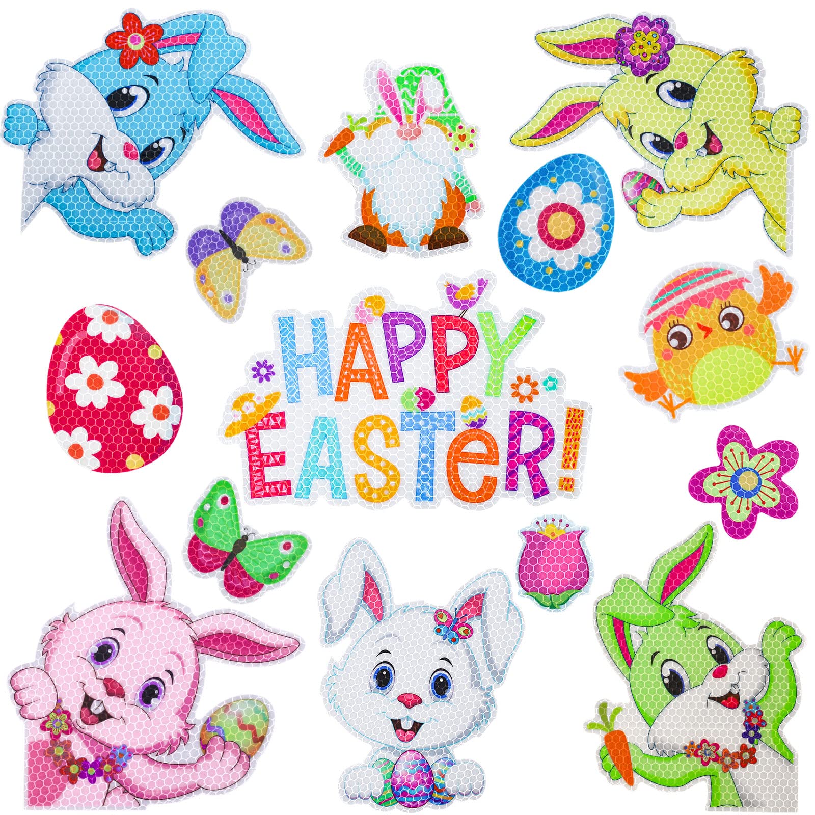 Amazon.com: Whaline 14Pcs Happy Easter Reflective Magnets Easter Bunny ...