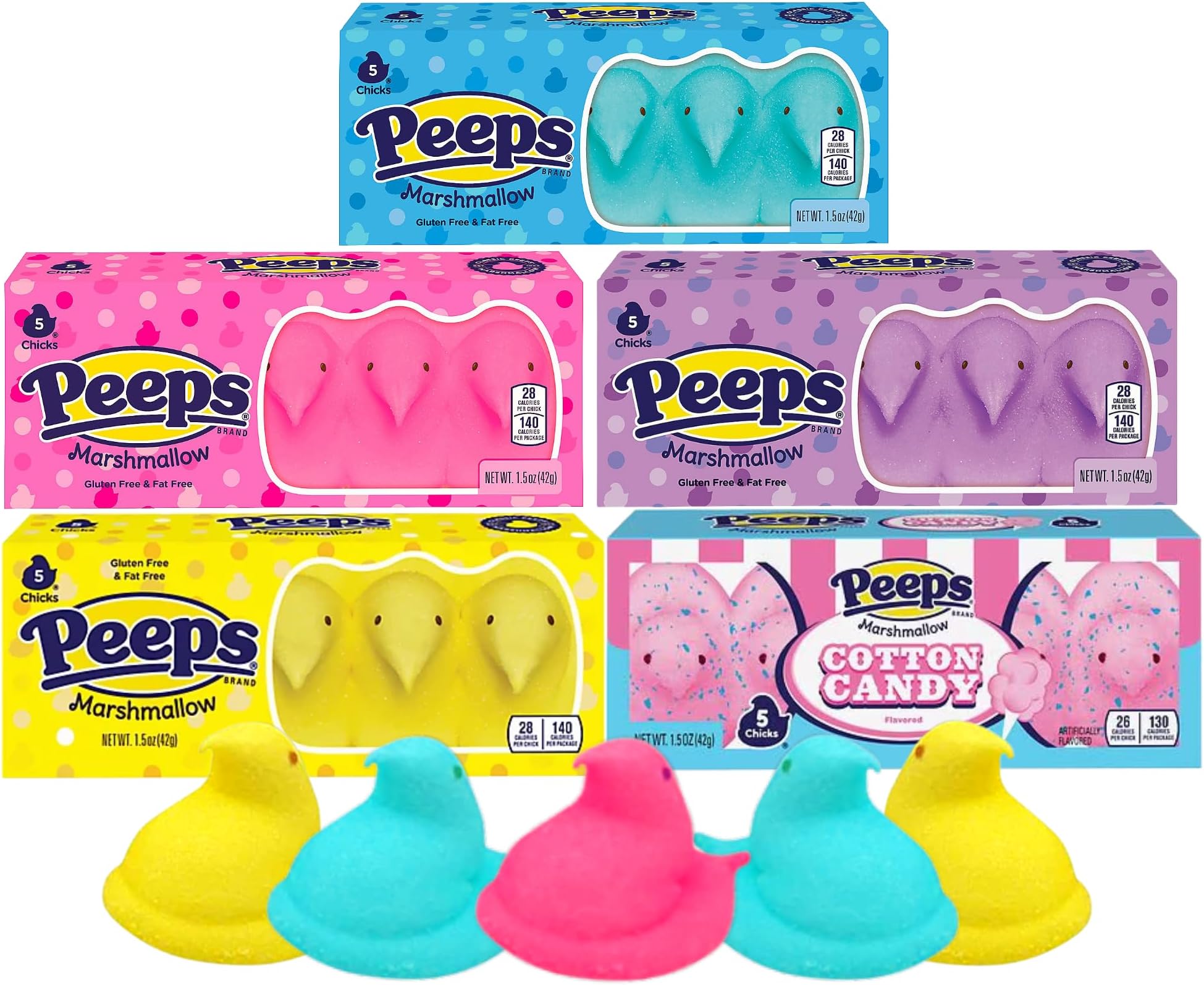 Amazon.com: Peeps Marshmallow Easter Bunnies Bundle with 4 Colors: Blue ...