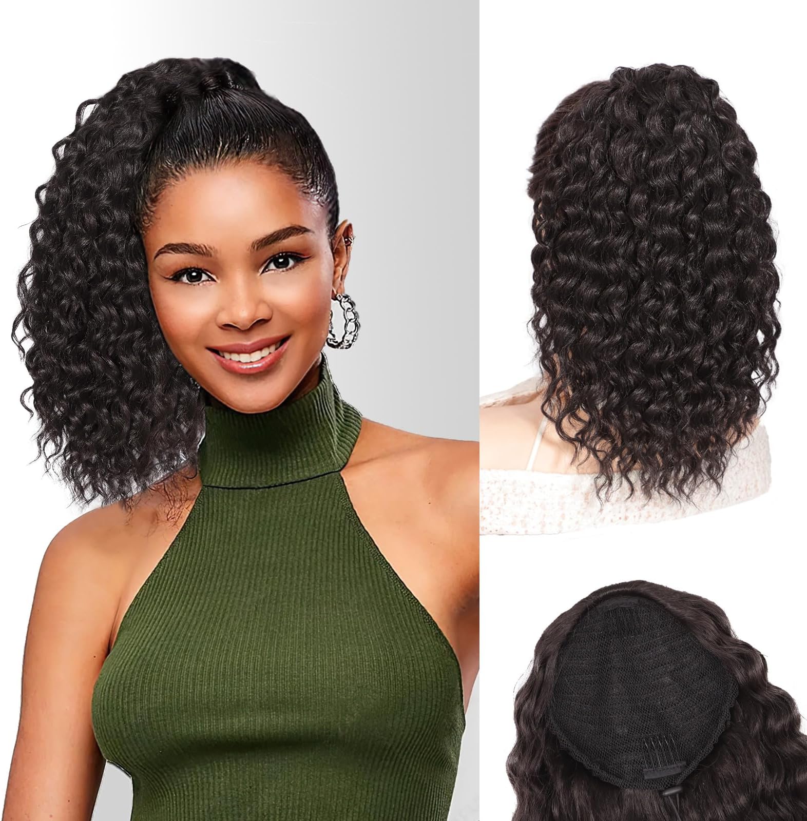 Amazon.com : Aisaide Short Loose Curly Ponytail Extension Short Curly ...
