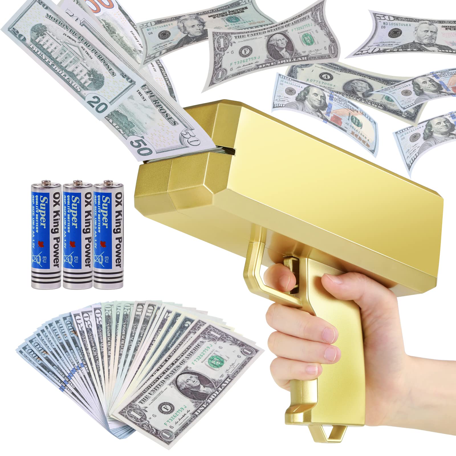 Buy LUYE Gold Money with Prop Money, Cash Cannon Dollar Bill with 100 ...