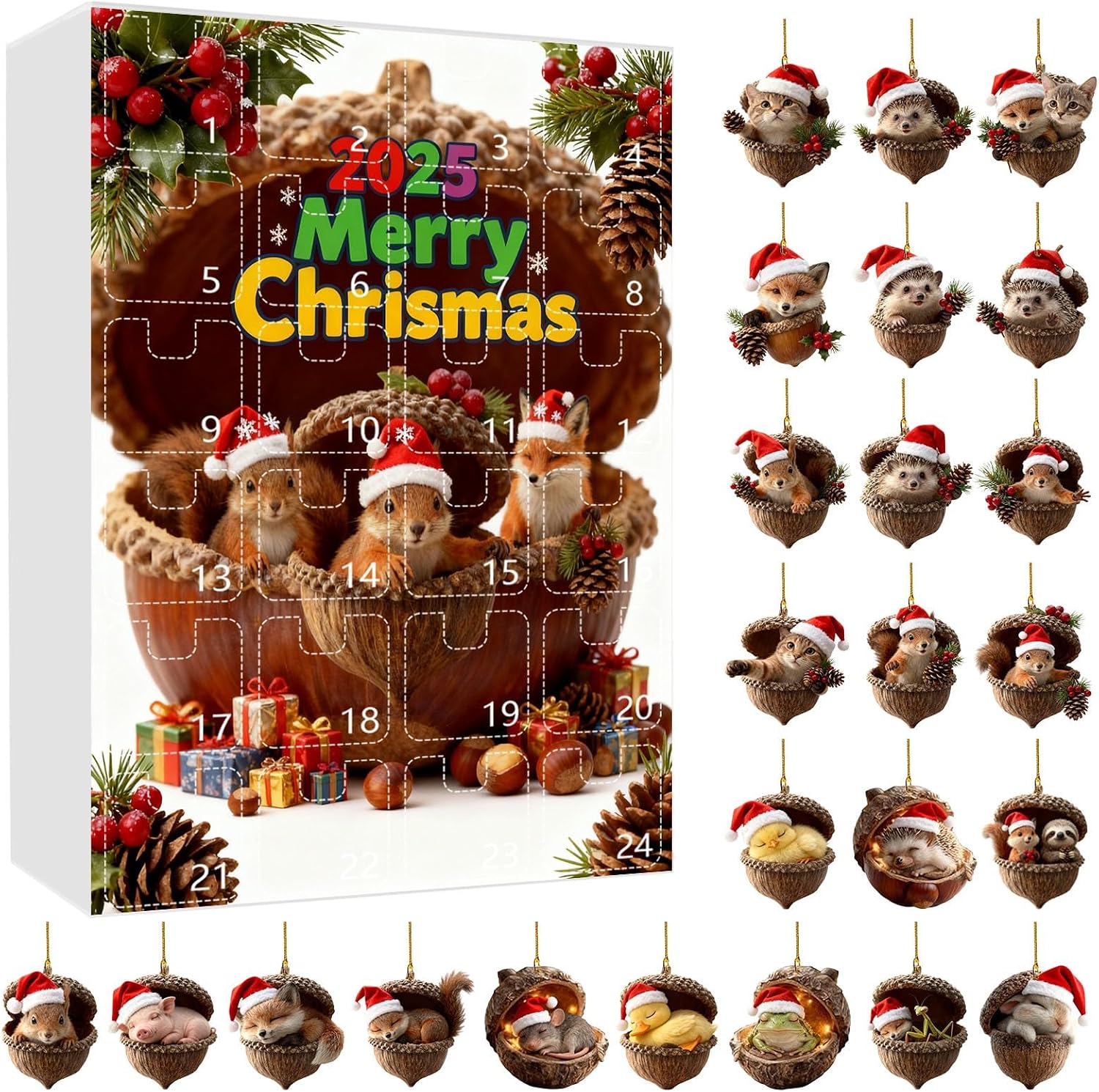 2025 Forest Animal Advent Calendar - 24pc Rustic Acorn & Animal ...