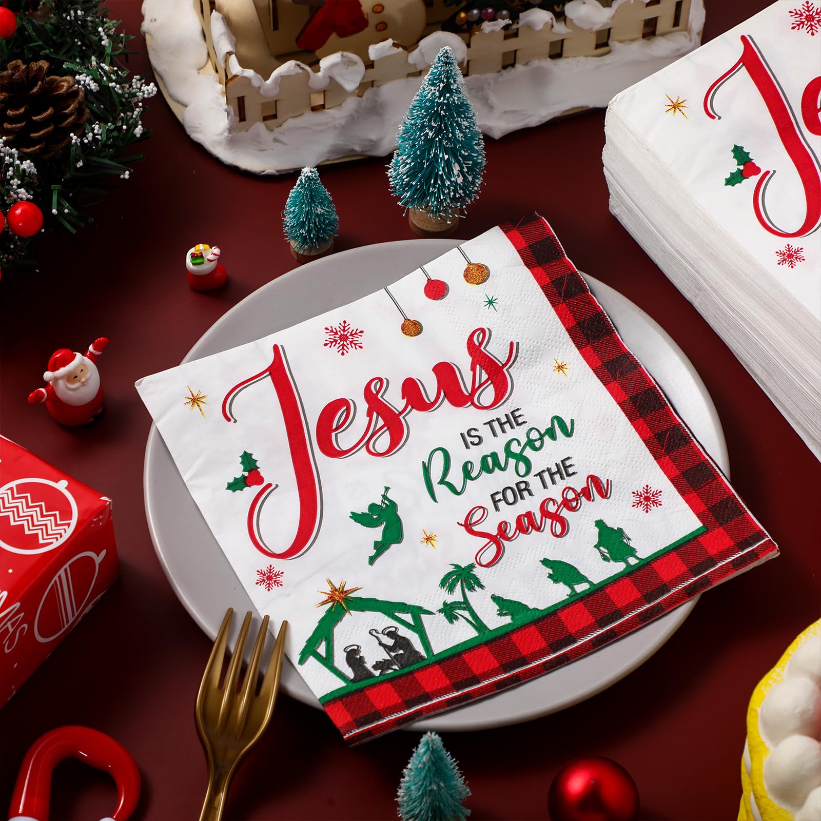 Snapklik.com : Pasimy 100 Pcs Christmas Nativity Paper Napkins ...