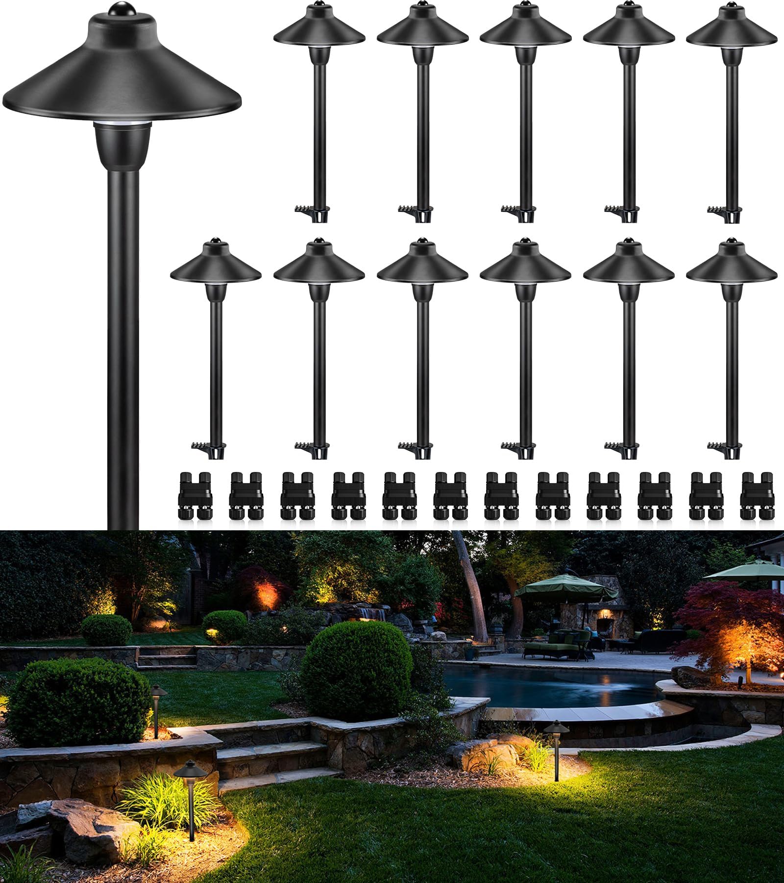 SUNVIE Low Voltage Pathway Lights LED Landscape Lighting 3000K Low ...