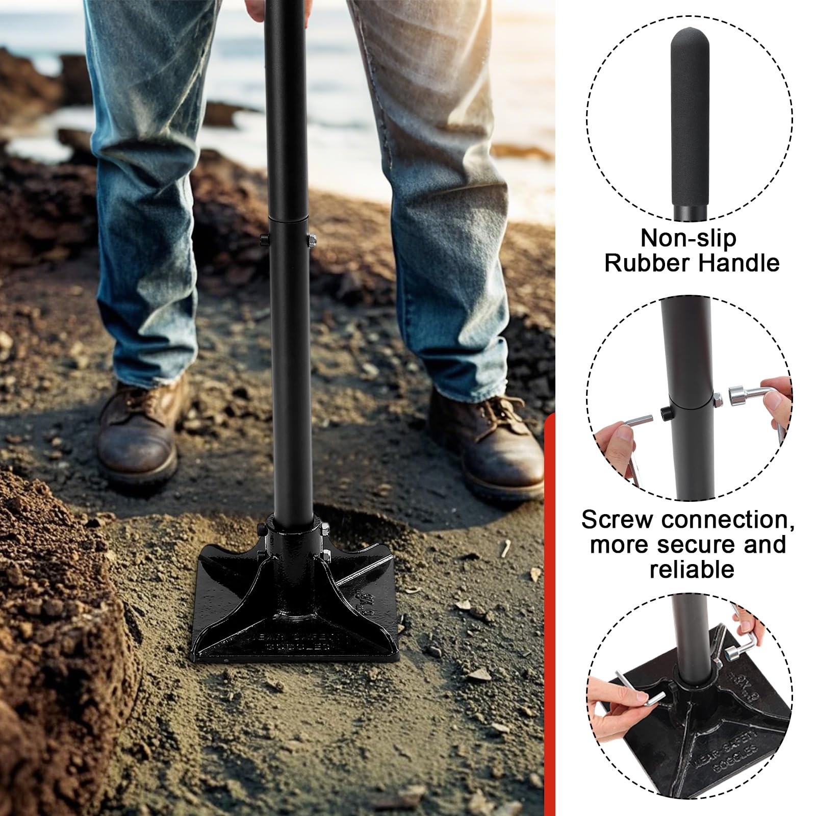 Snapklik.com : Tamper Tool, Heavy Duty Ground Steel Tamper Tool Kit ...