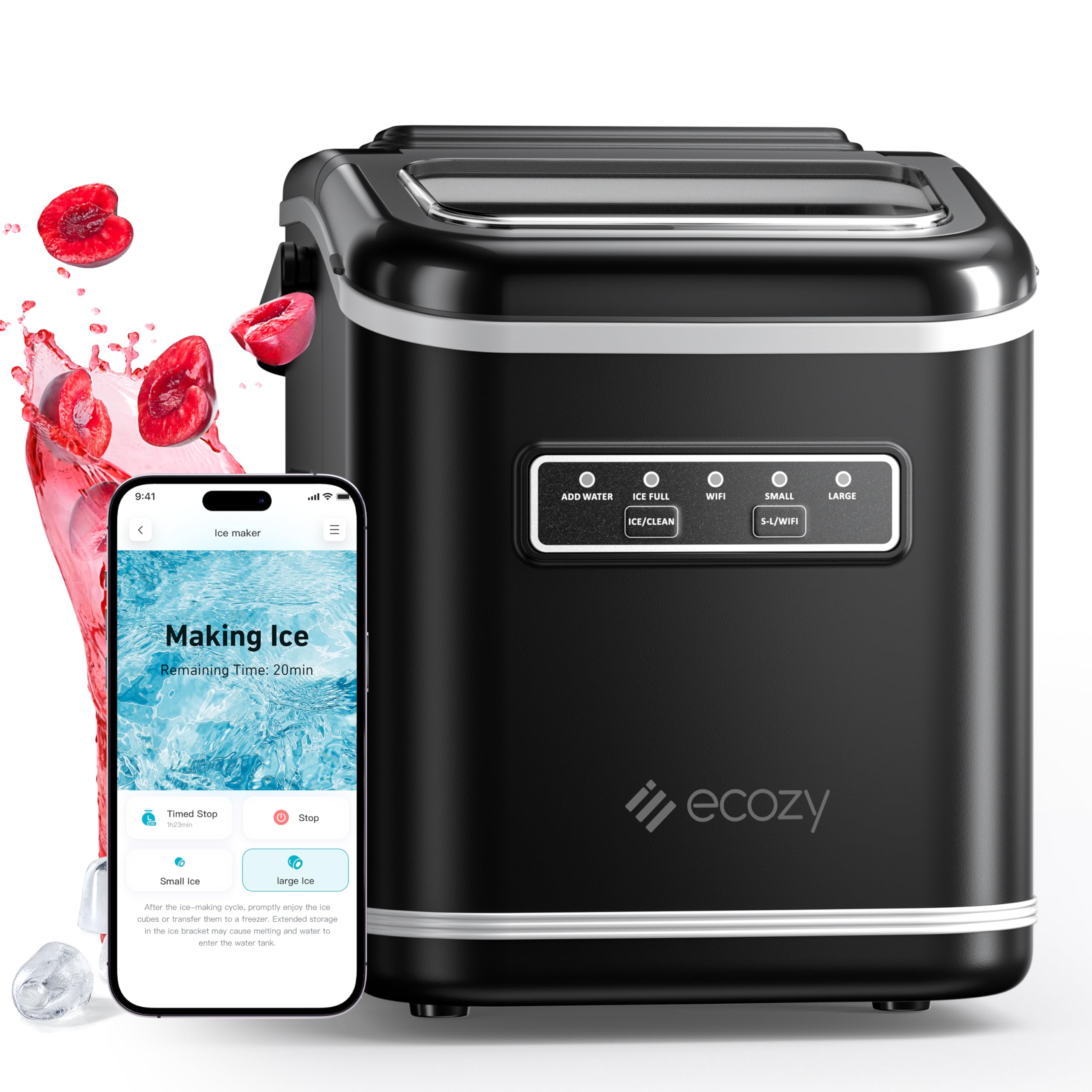 Amazon.com: ecozy Smart Ice Makers Countertop, Portable Ice Maker with ...