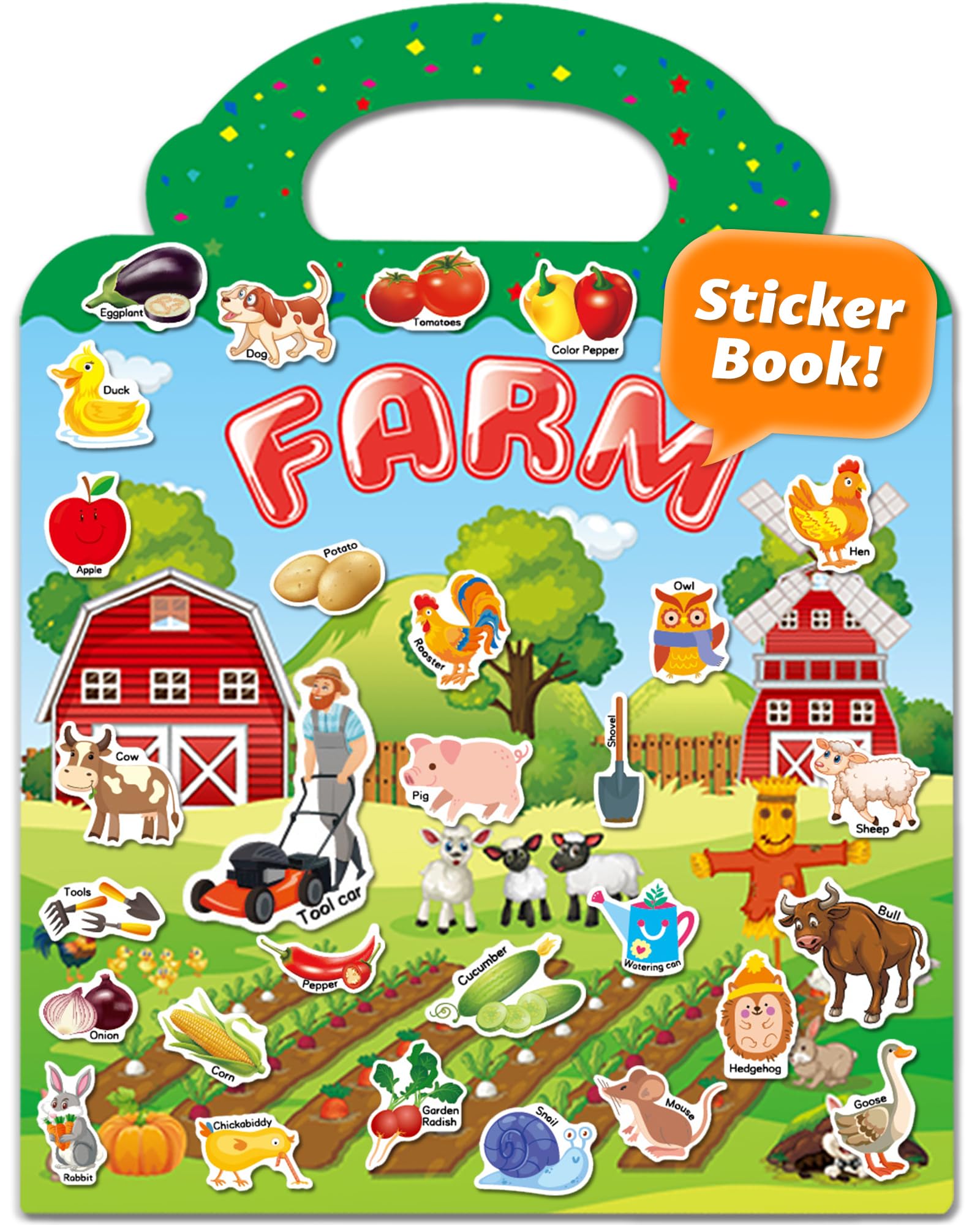 Amazon.com: Walenced Reusable Sticker Book for Toddlers 2-4 Years, Farm ...