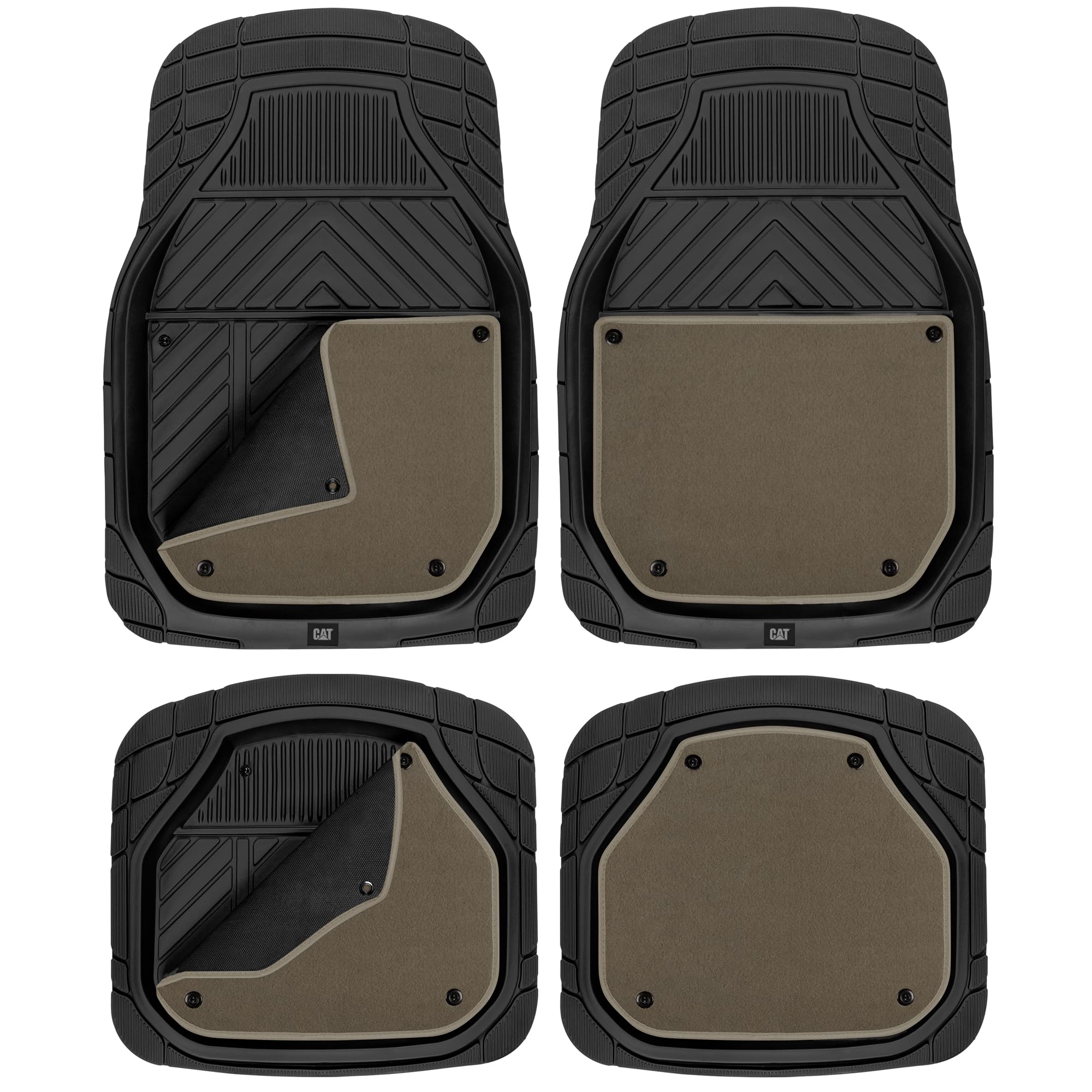 Amazon.com: Cat® Detachable Deep Dish Car Floor Mats for Auto Rubber w ...