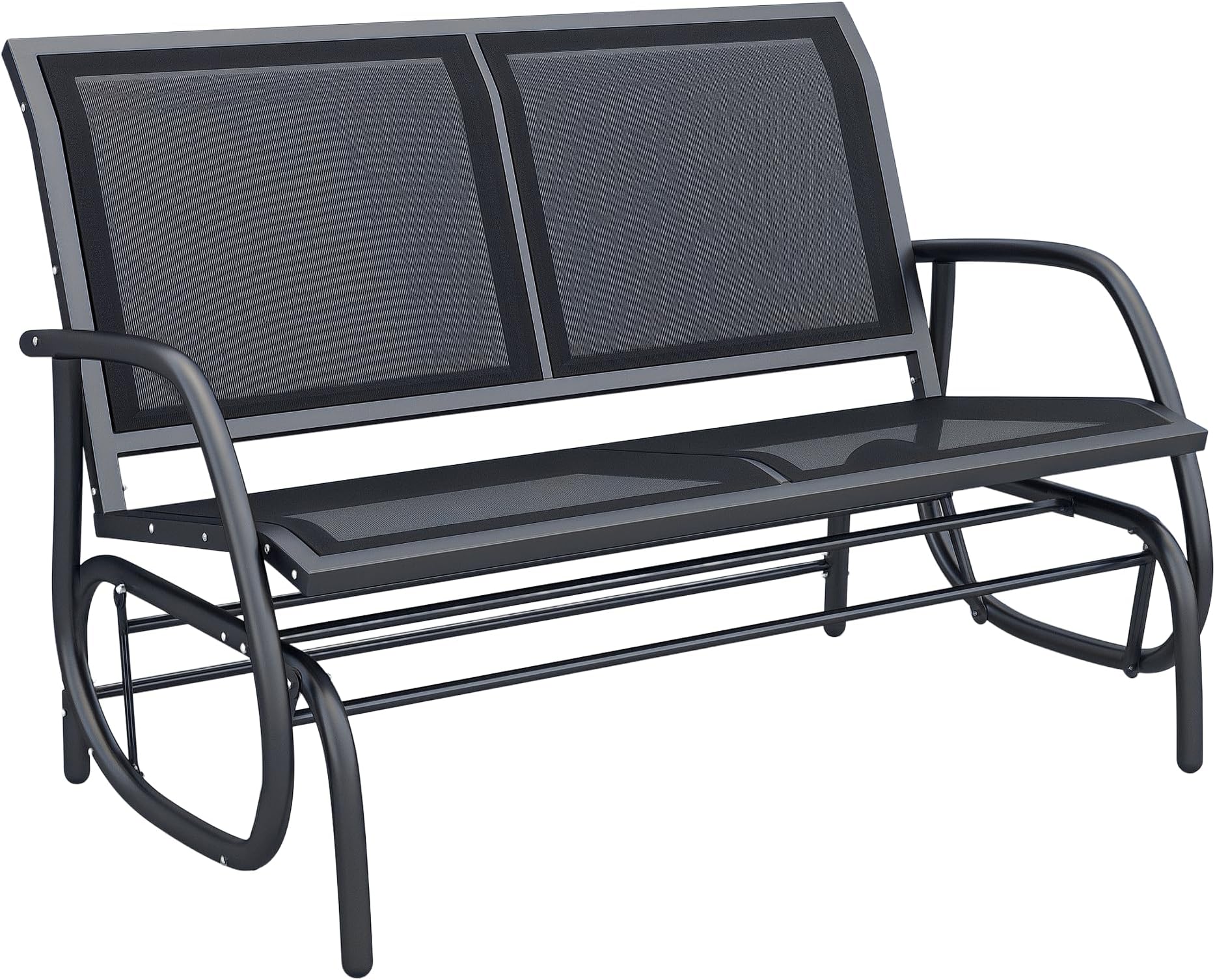 Outsunny Patio Double Glider Outdoor Steel Sling Fabric Gliding Bench ...