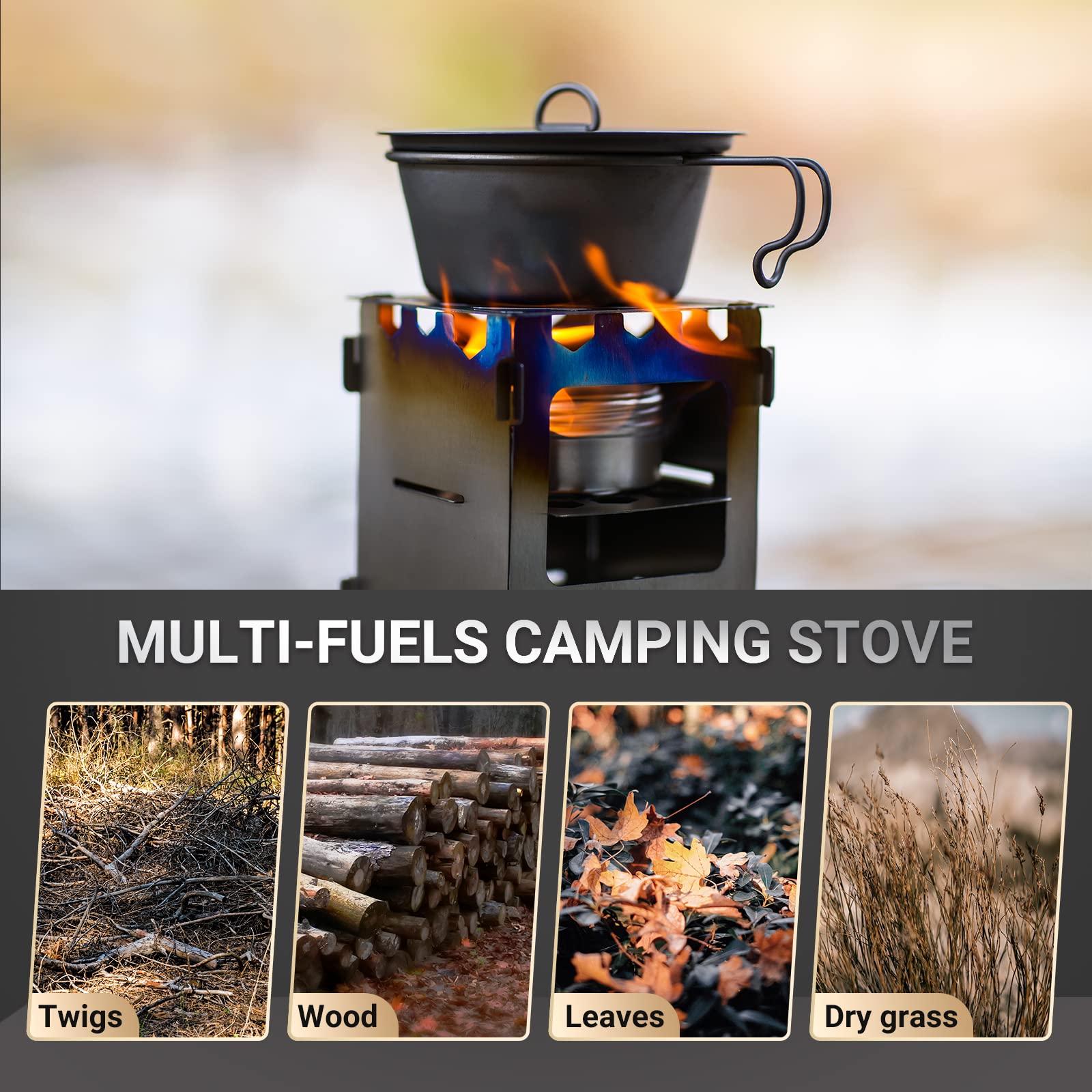 Snapklik.com : COOKNESCAPE Titanium Wood Stove, Compact Foldable ...