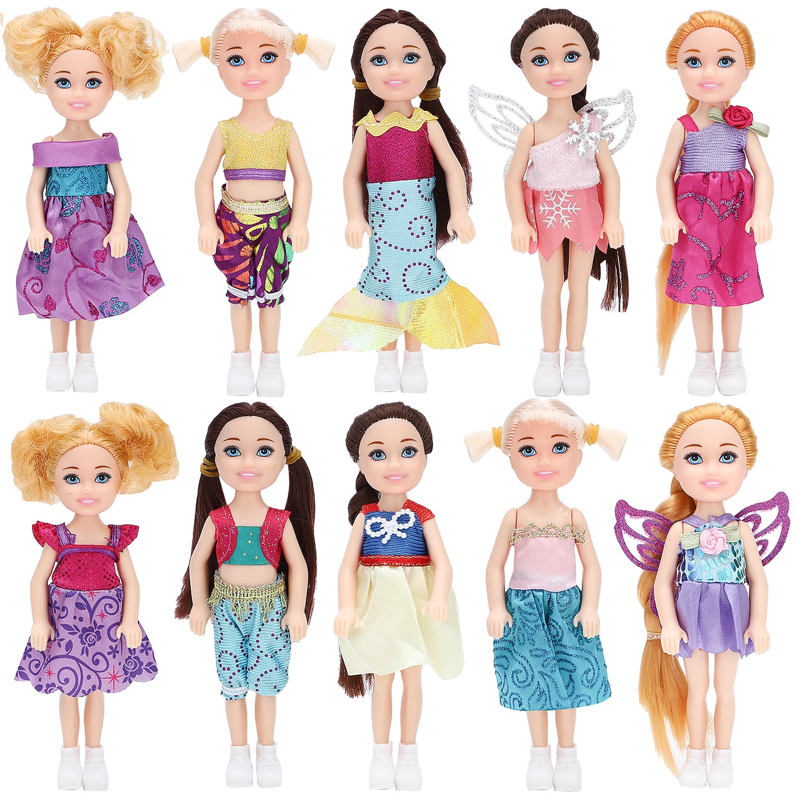 Amazon.com: ONEST 10 Sets 5 Inch Mini Doll with Doll Clothes Party ...