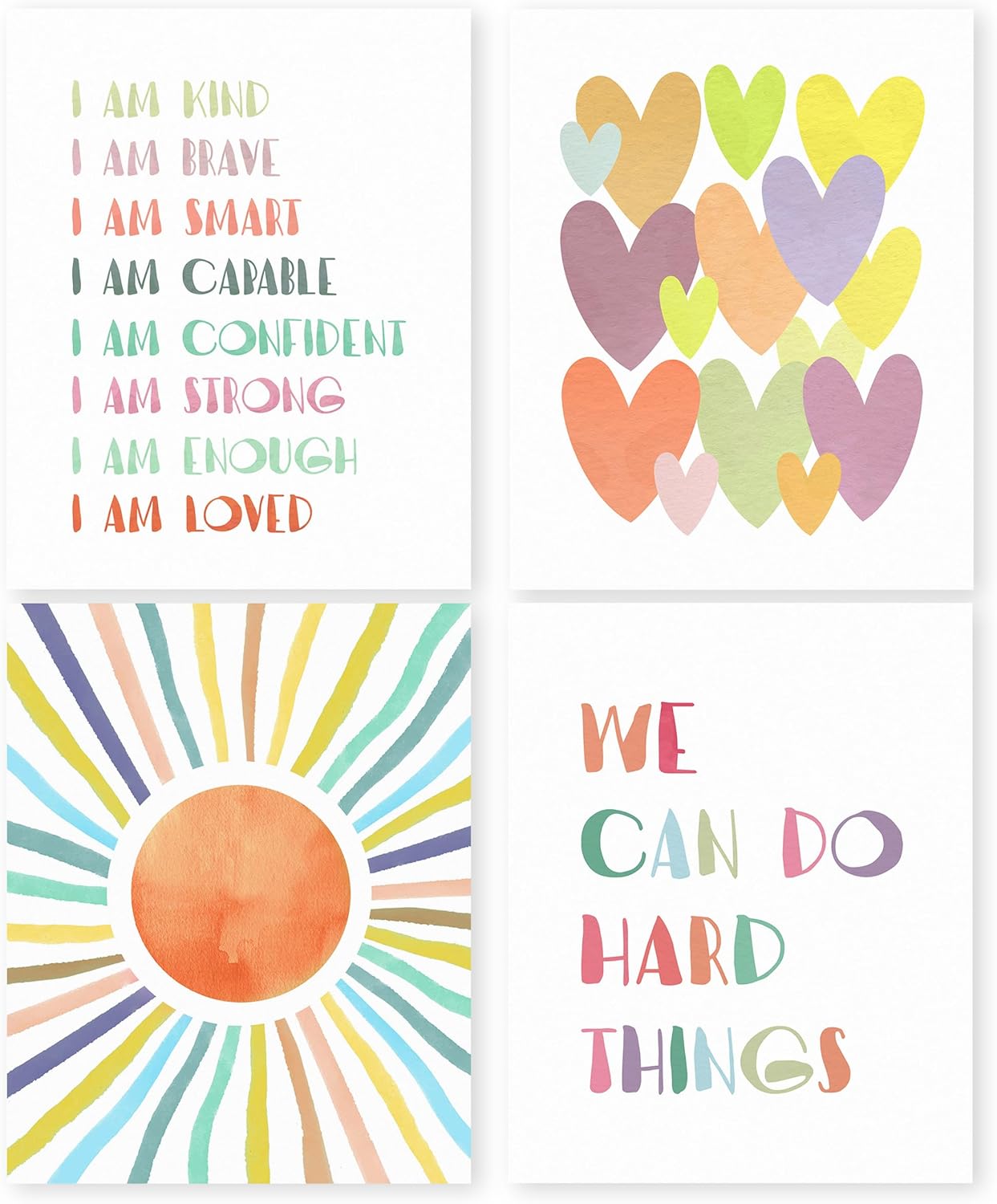 Amazon.com: HRQKO Inspirational Boho Nursery Wall Art Poster Set of 4 ...