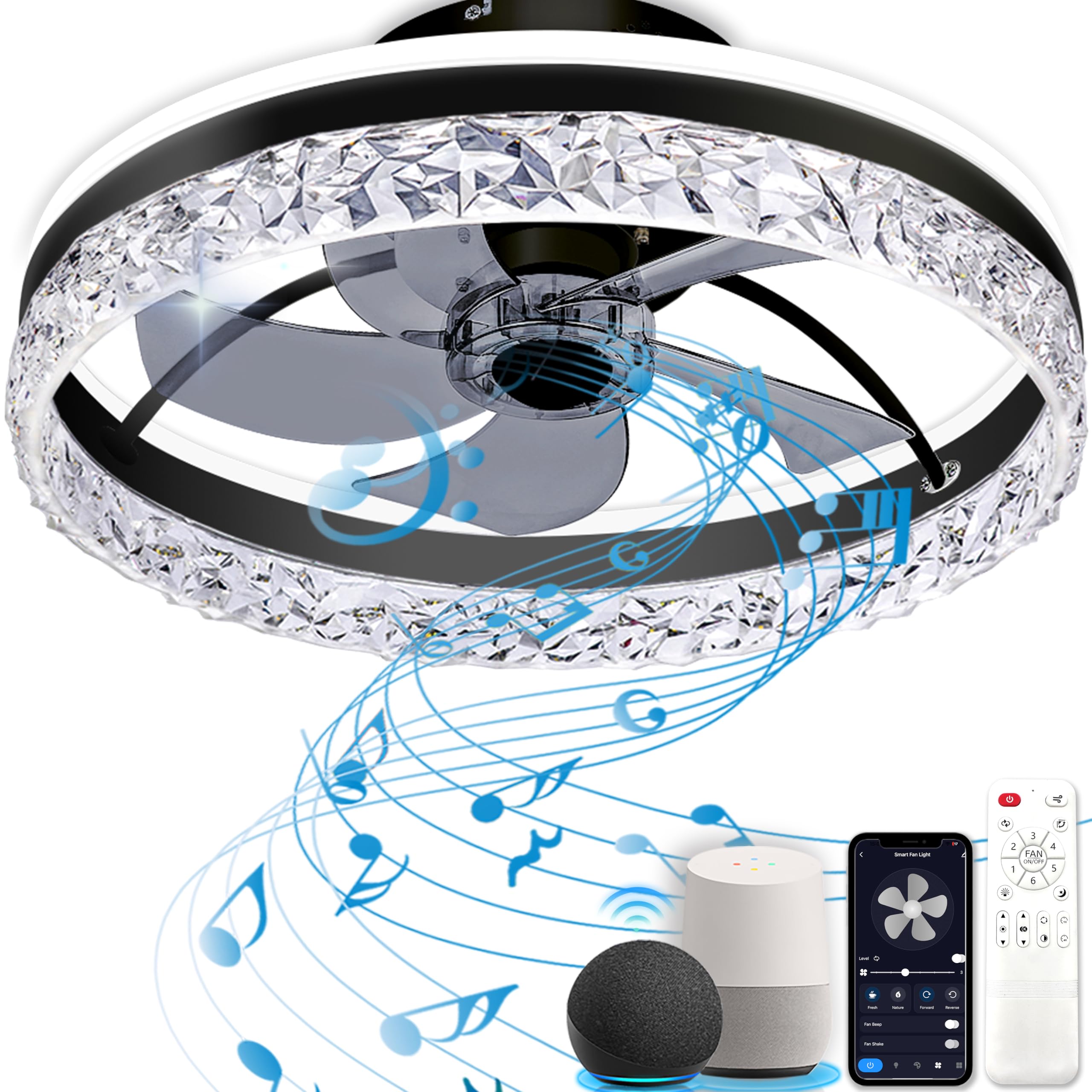 Amazon.com: Baycnic Ceiling Fan with Light,Low Profile Ceiling Fan ...