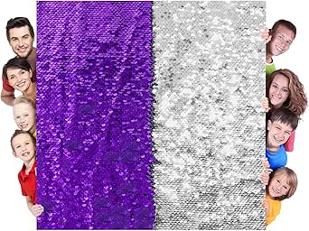 Amazon.com: MODFUNS Sequin Fabric Purple to Silver Sensory Wall 1 Yard ...