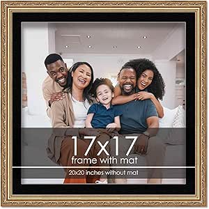 Amazon.com - 17x17 Frame with Mat - Antique Gold 20x20 Frame Wood Made ...