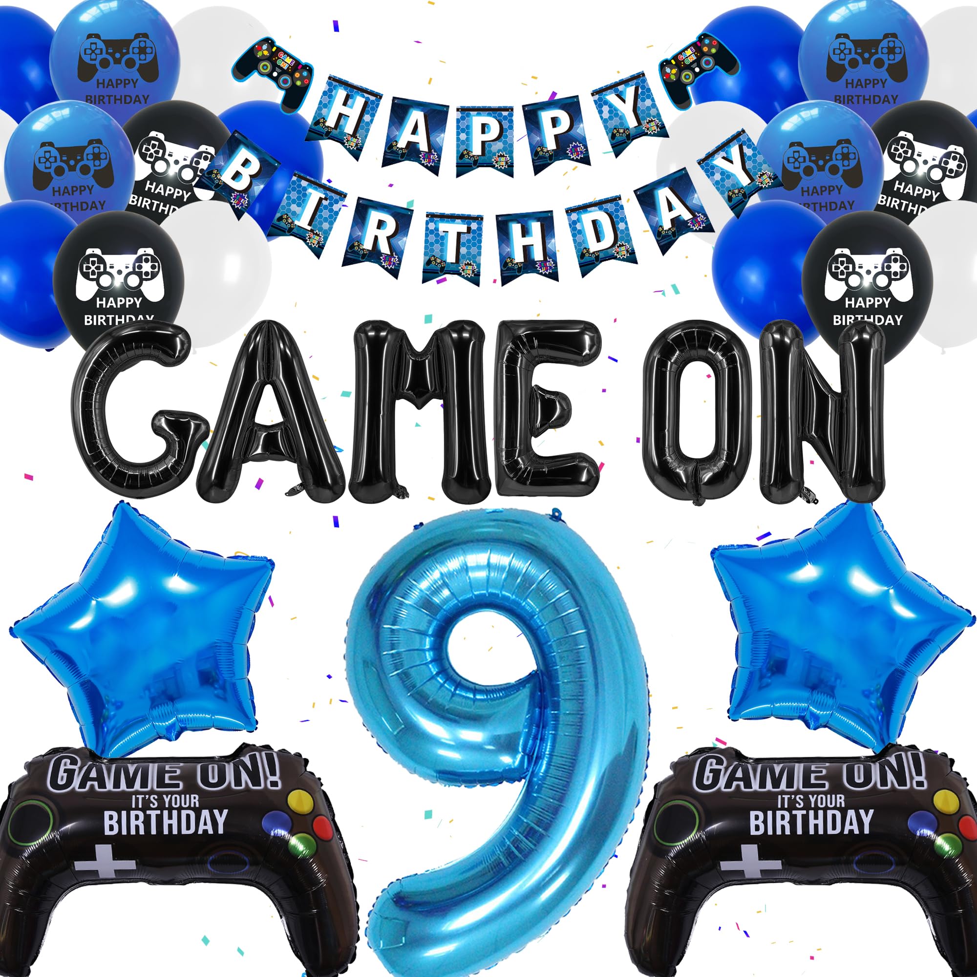 9th Birthday Decorations for Boys - 50 Pieces Video Game Party Supplies ...