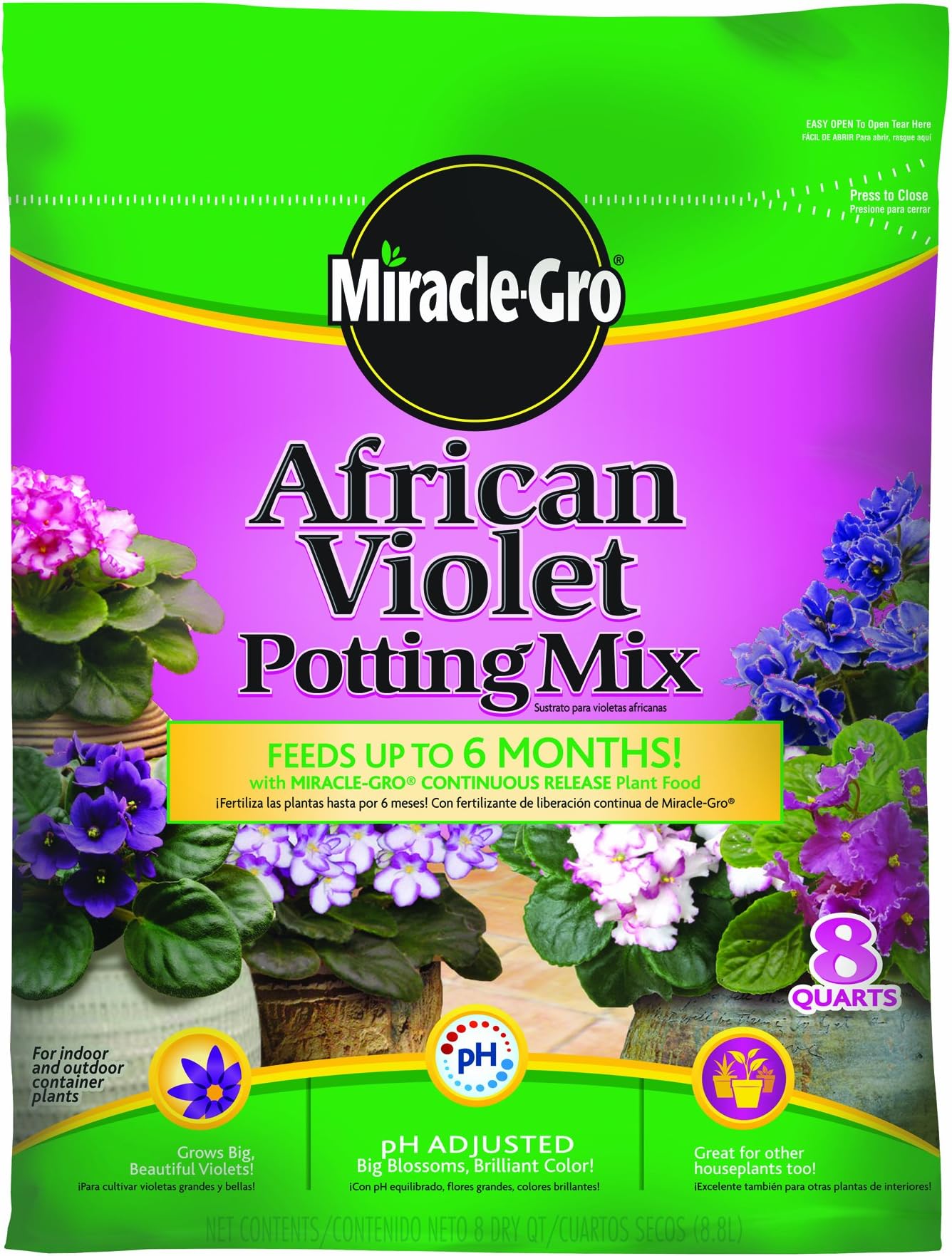 Amazon.com : Miracle-Gro African Violet Potting, 8 Quart : Soil And ...