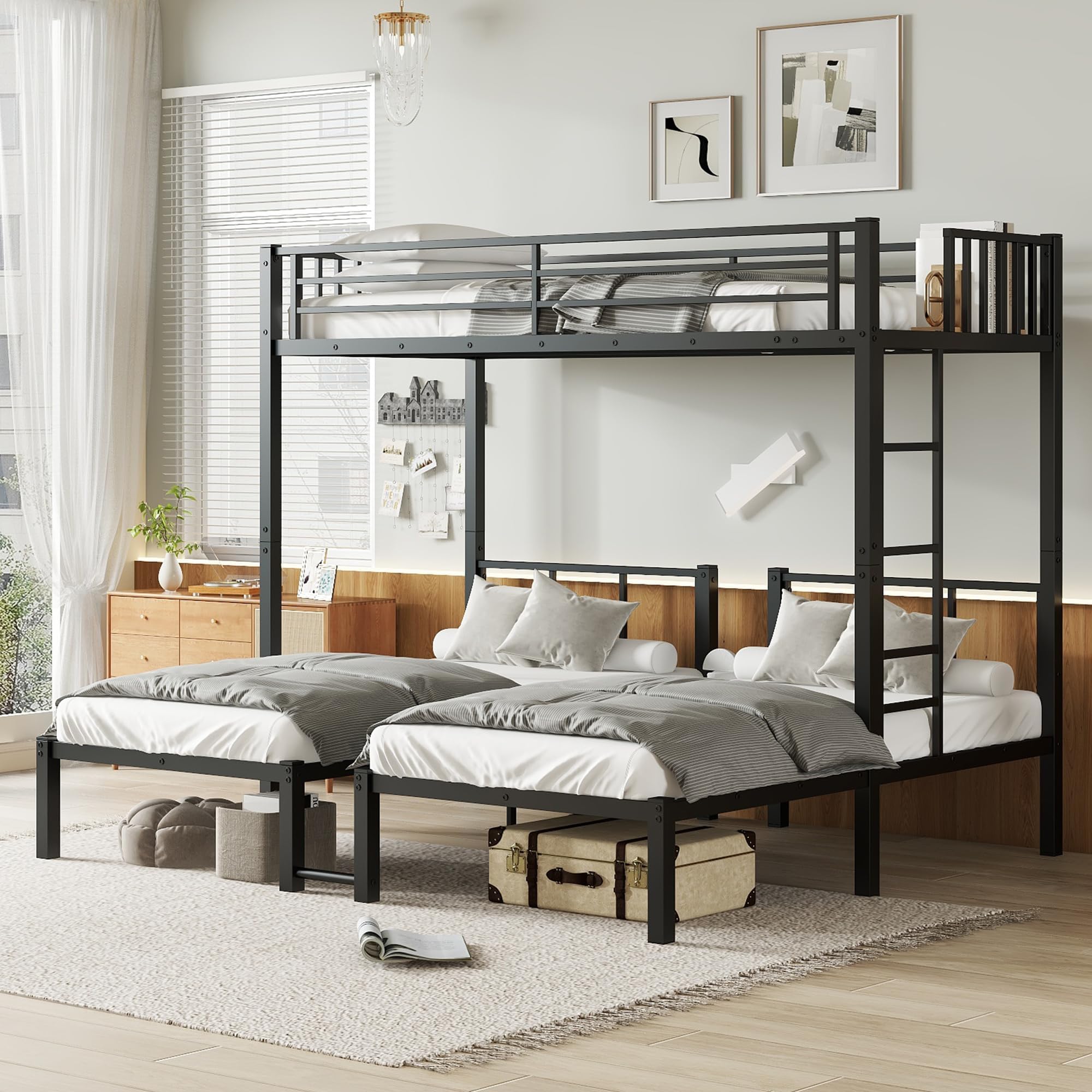 Amazon.com: Bellemave Metal Triple Bunk Bed for 3 Kids, Twin Over Twin ...