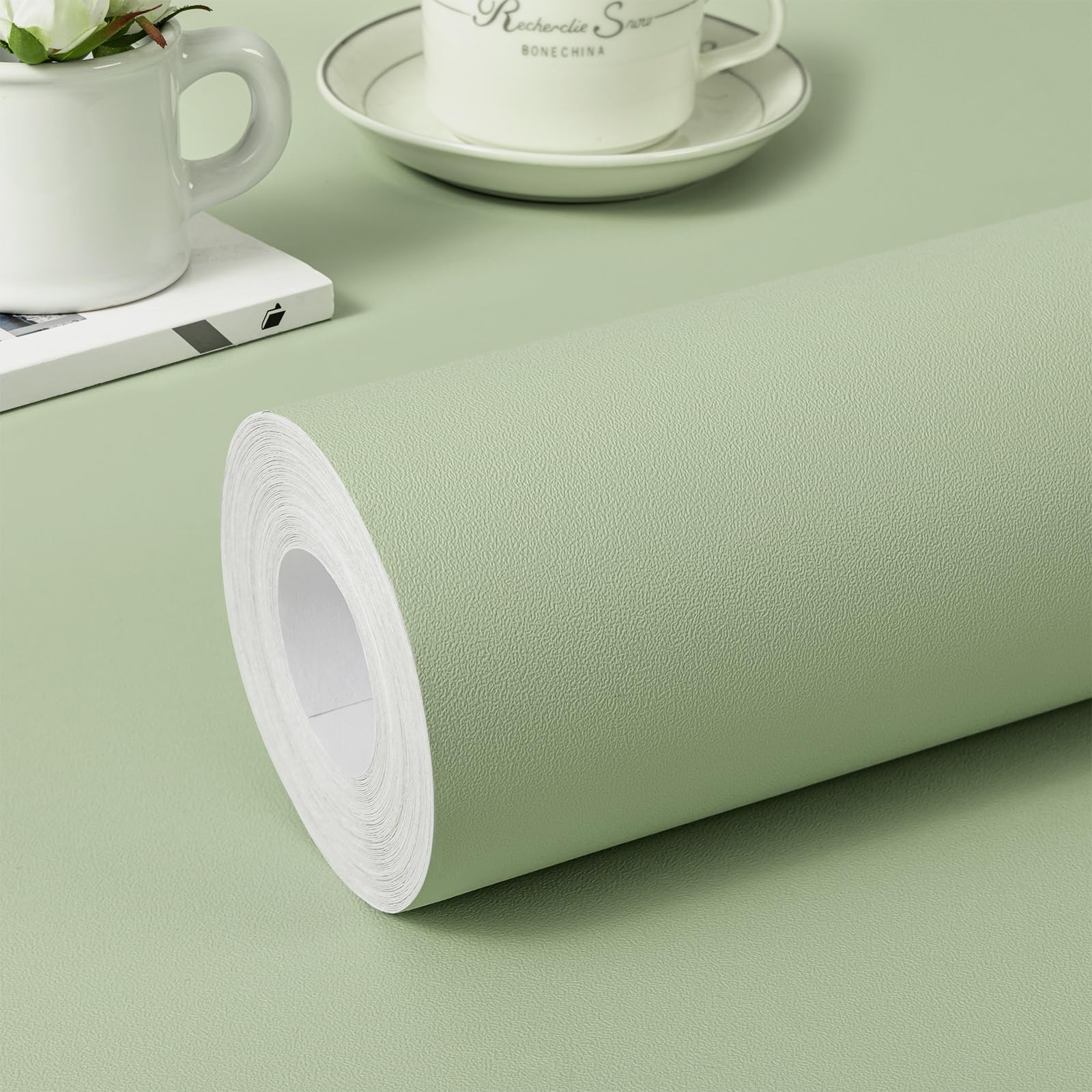 practicalWs Green Peel and Stick Wallpaper 15.7"x118.1" Solid Color ...