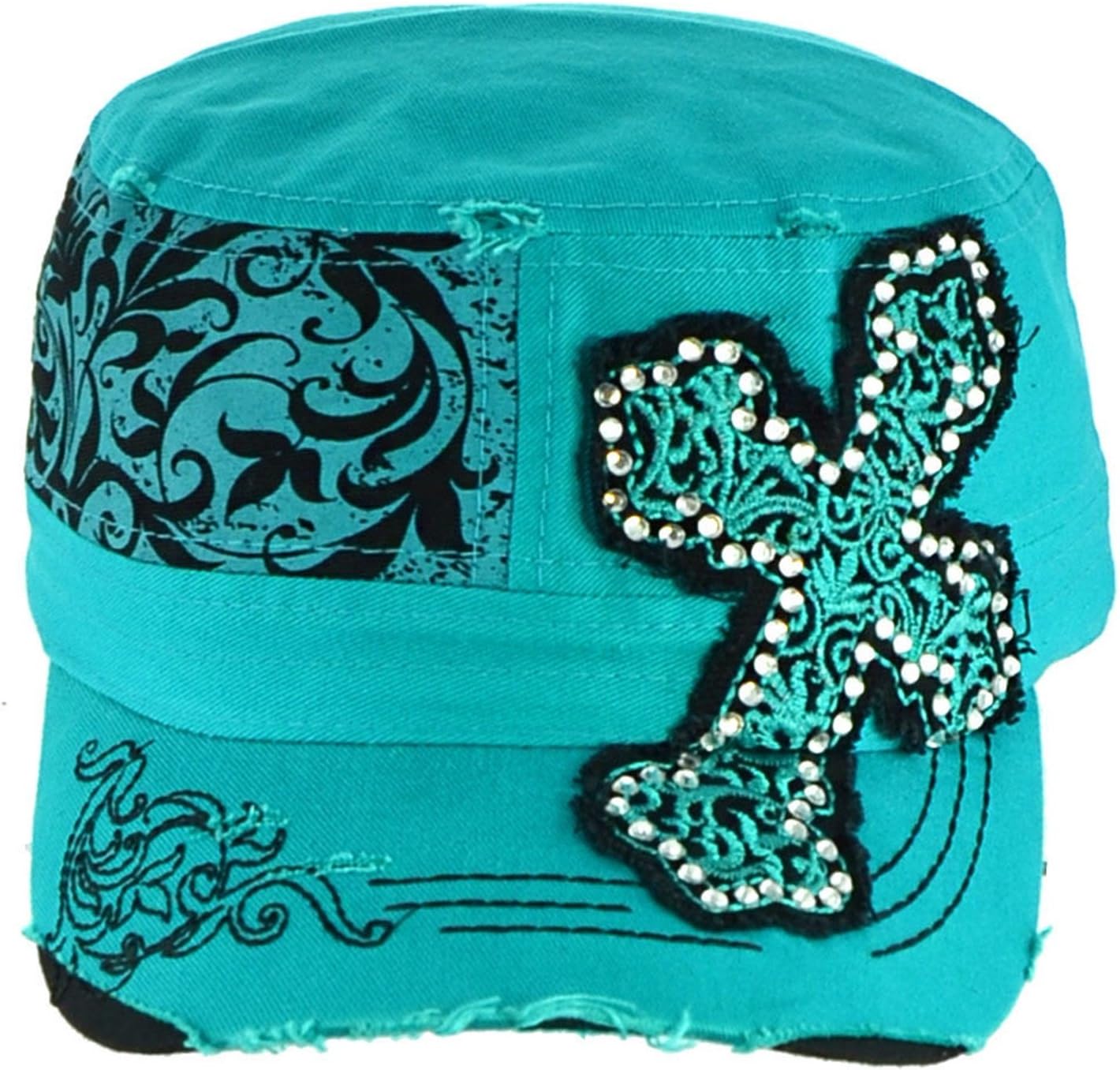 Cadet Style Stone Cross Patch Women Fashion Distressed Embroider Cap ...
