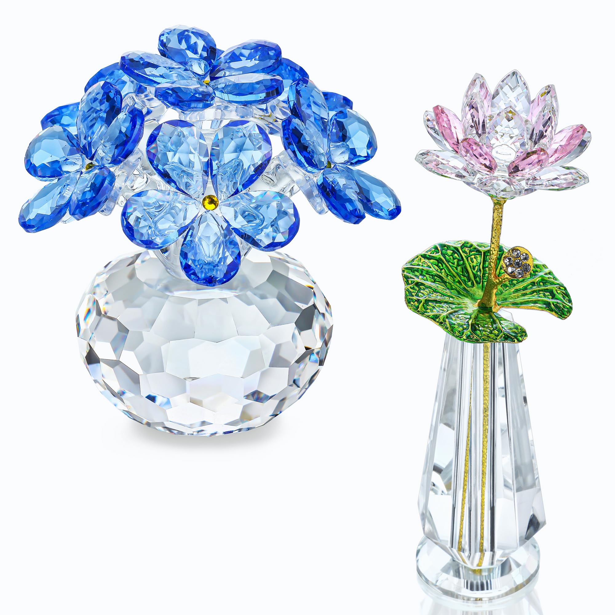 Amazon.com: H&D HYALINE & DORA Blue Crystal Flower Figurine Forget Me ...